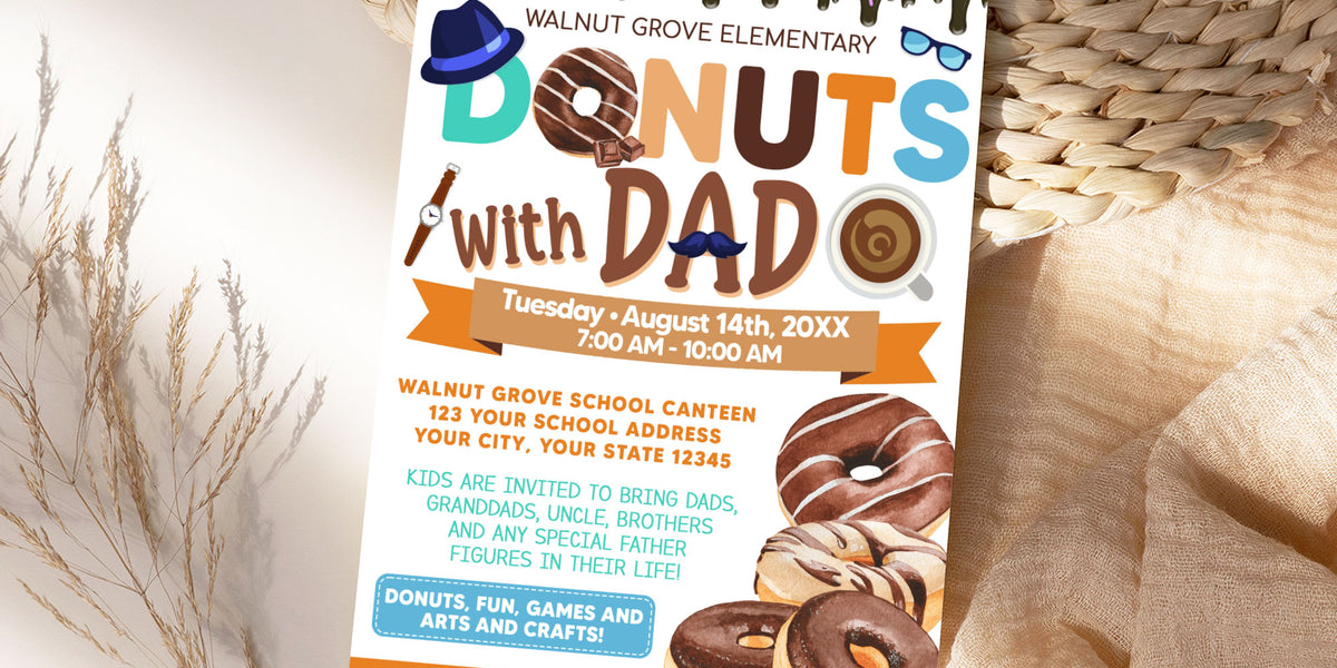 Customizable Donut With Dad Flyer Invitation | PTO PTA School Church ...