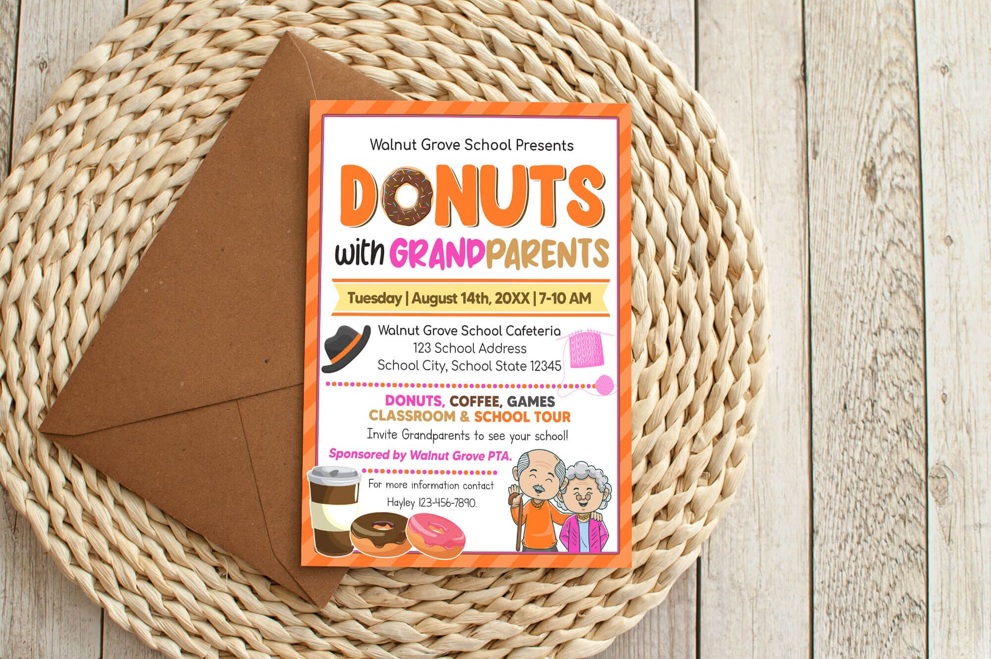 Customization Donuts With Grandparents Flyer Template | School Family ...