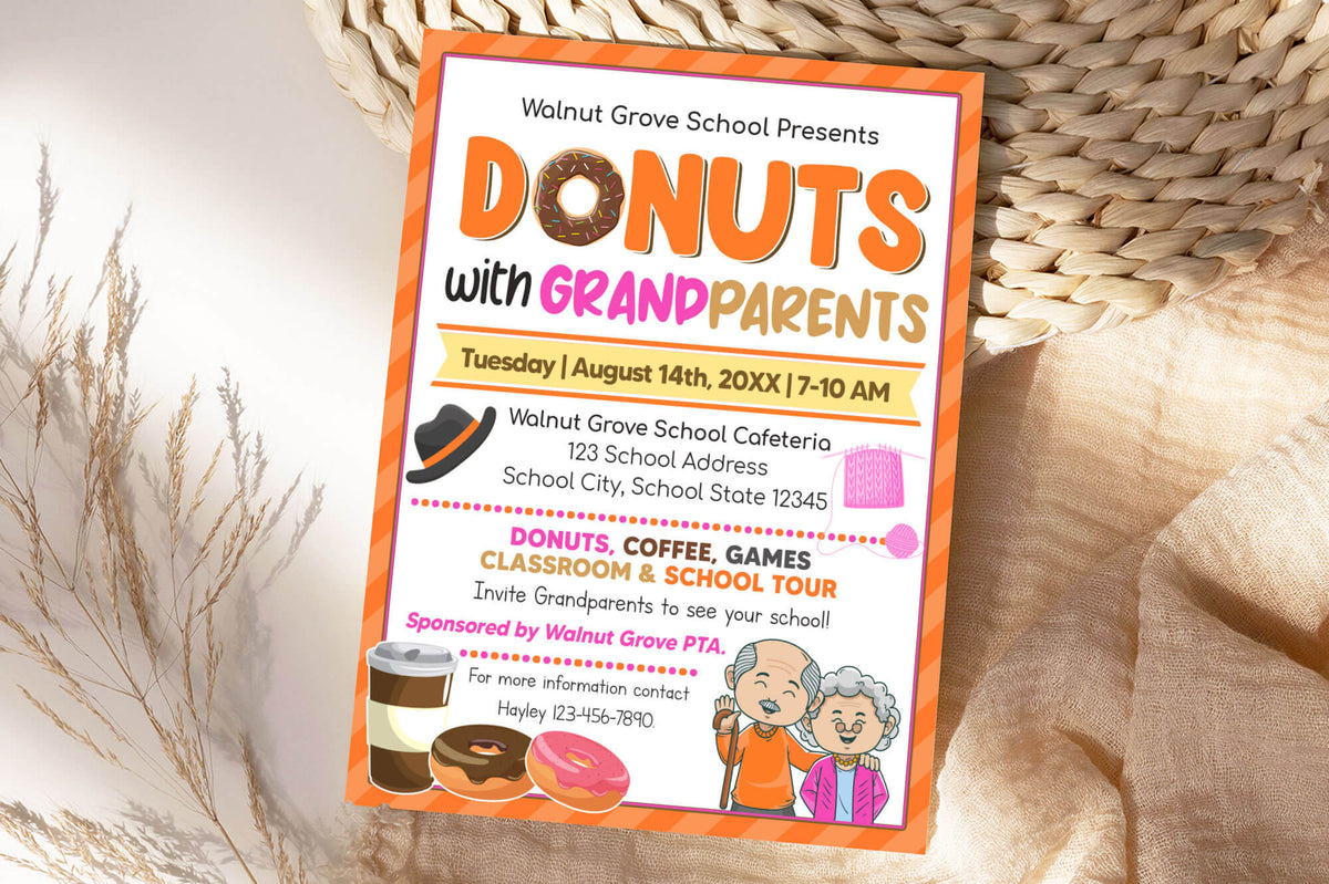 Customization Donuts With Grandparents Flyer Template | School Family ...