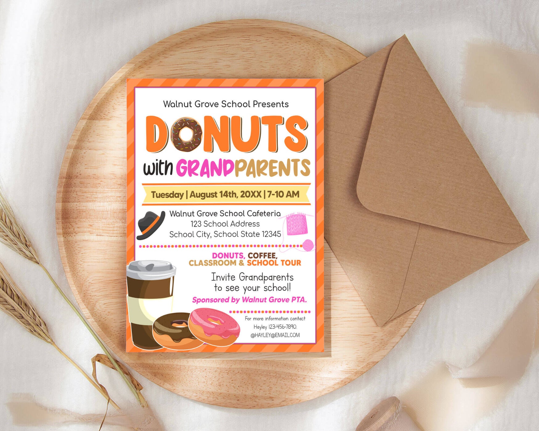 Donuts With Grandparents Flyer| School PTO PTA Family Donut Flyer ...
