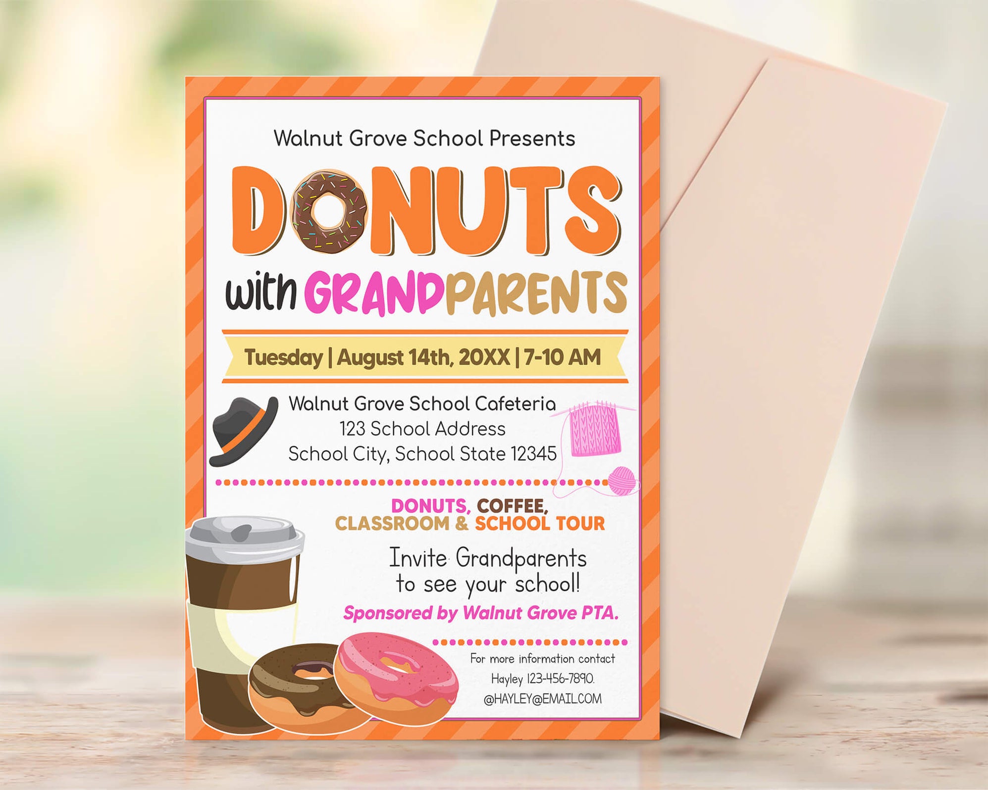 Donuts With Grandparents Flyer| School PTO PTA Family Donut Flyer ...