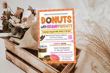 Donuts With Grandparents Flyer| School PTO PTA Family Donut Flyer ...