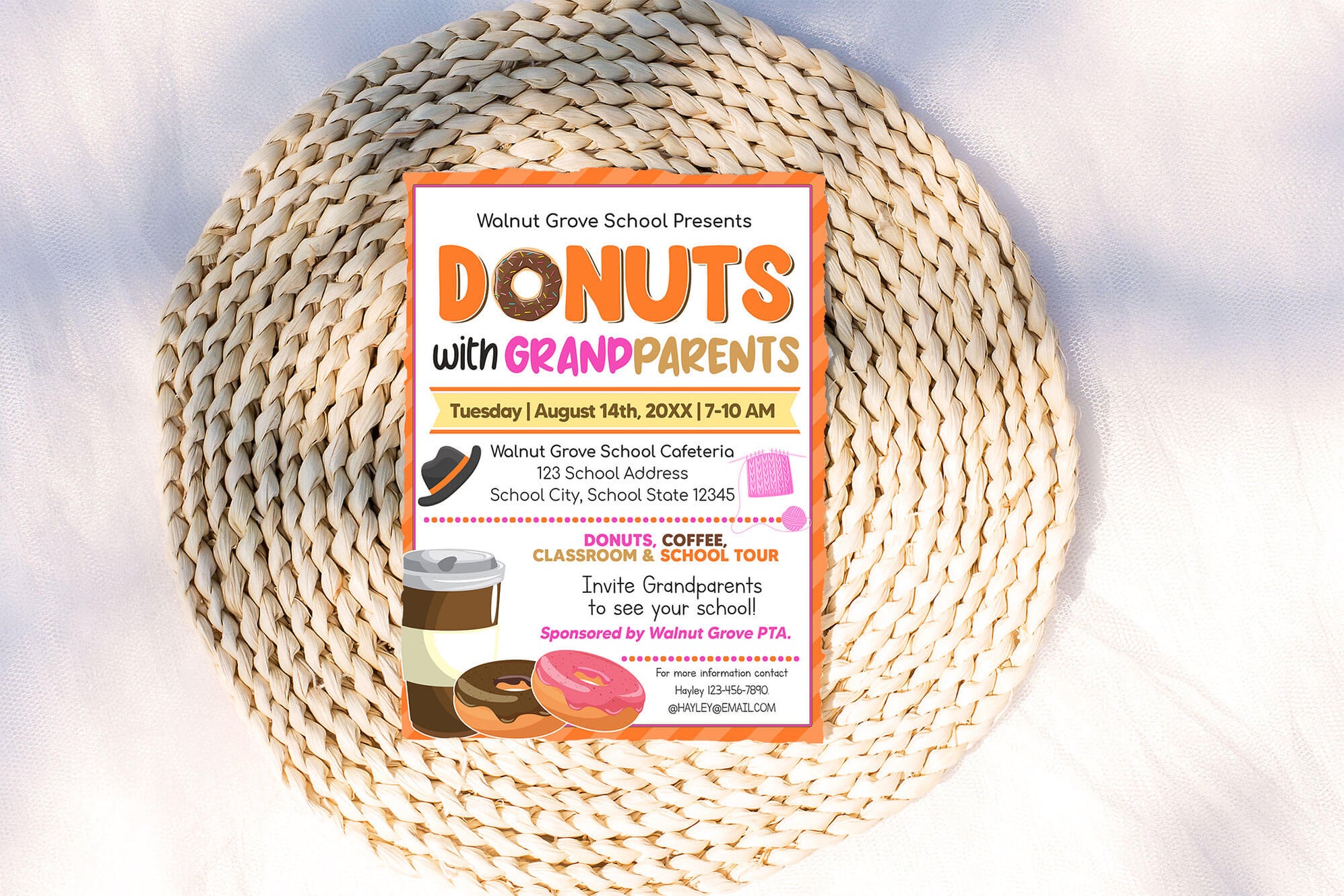 Donuts With Grandparents Flyer| School PTO PTA Family Donut Flyer ...