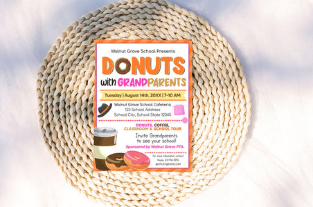 Donuts With Grandparents Flyer| School PTO PTA Family Donut Flyer ...