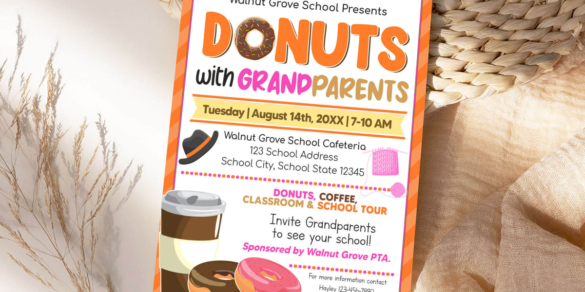 Donuts With Grandparents Flyer| School PTO PTA Family Donut Flyer ...
