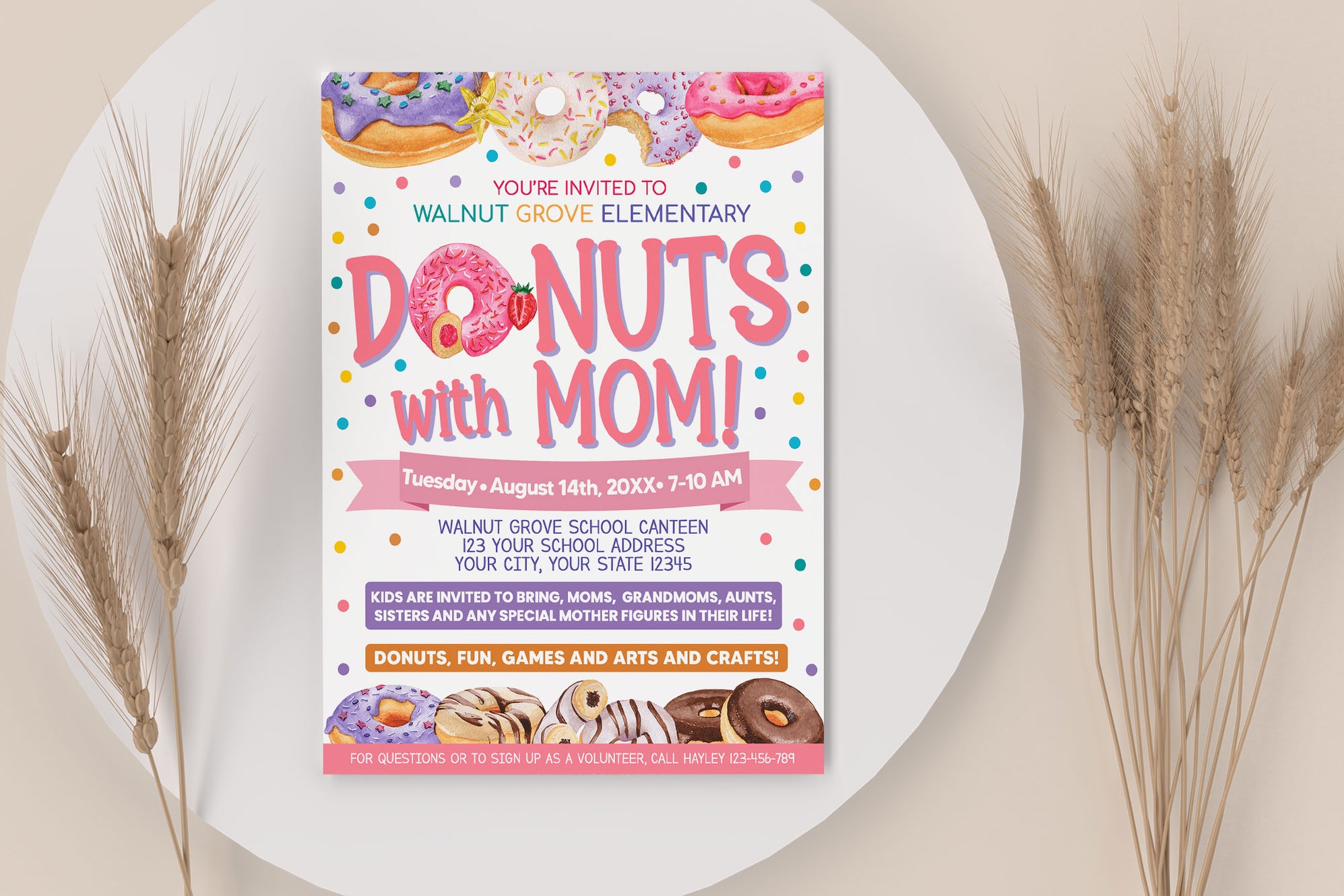 Customizable Donuts With Mom Flyer Template | Fundraiser Flyer ...