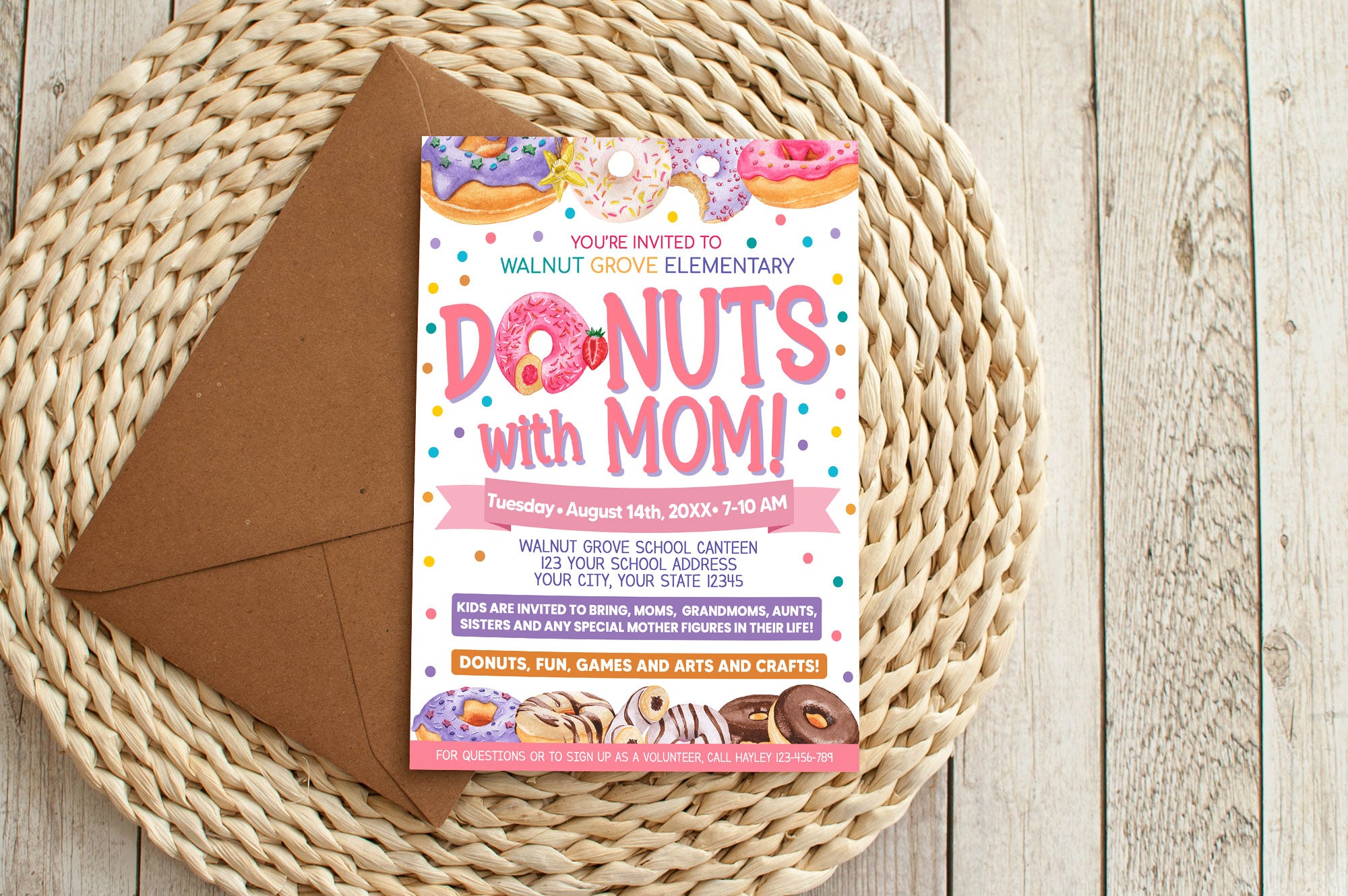 Customizable Donuts With Mom Flyer Template | Fundraiser Flyer ...