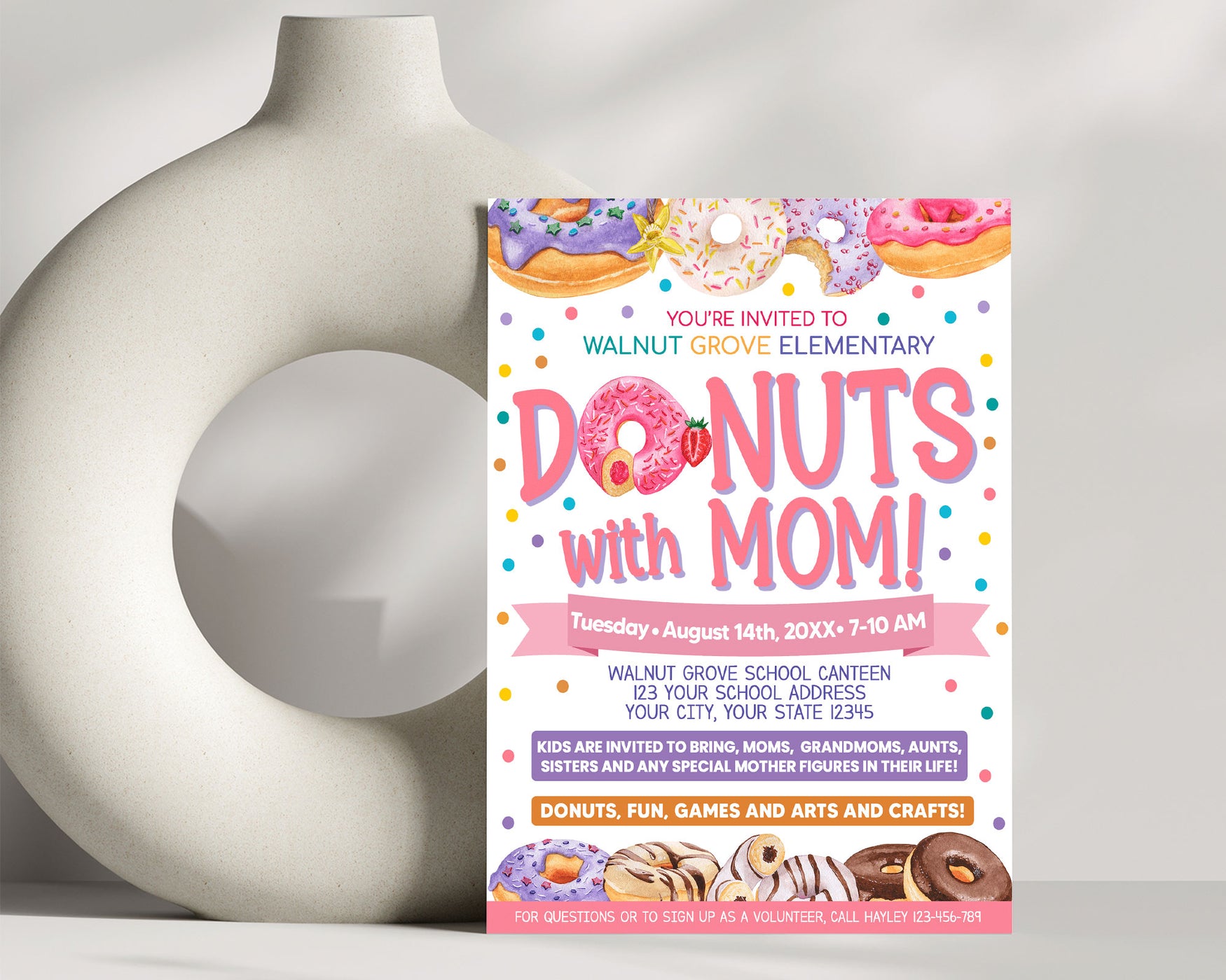 Customizable Donuts With Mom Flyer Template | Fundraiser Flyer ...