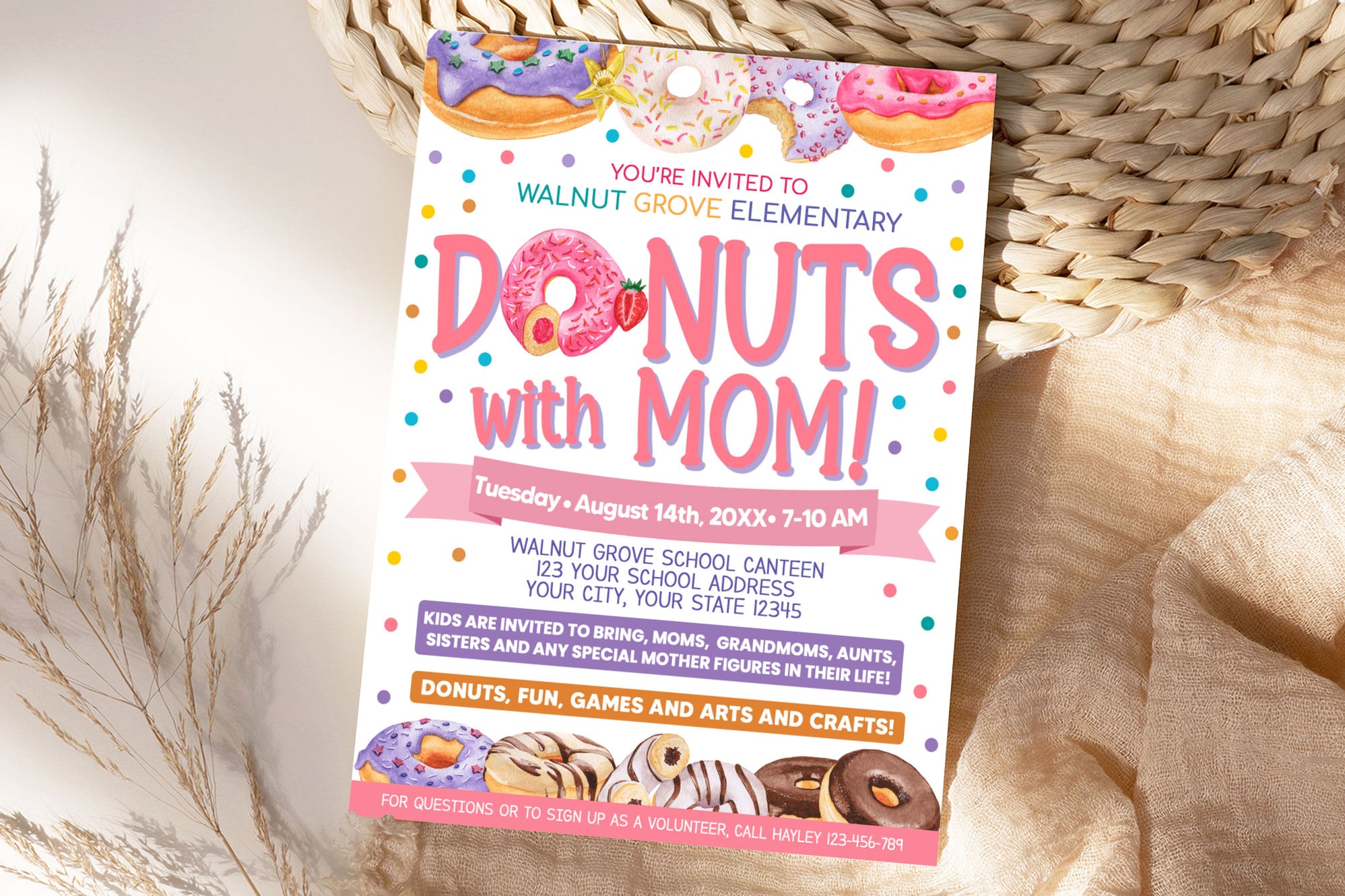 Customizable Donuts With Mom Flyer Template | Fundraiser Flyer ...