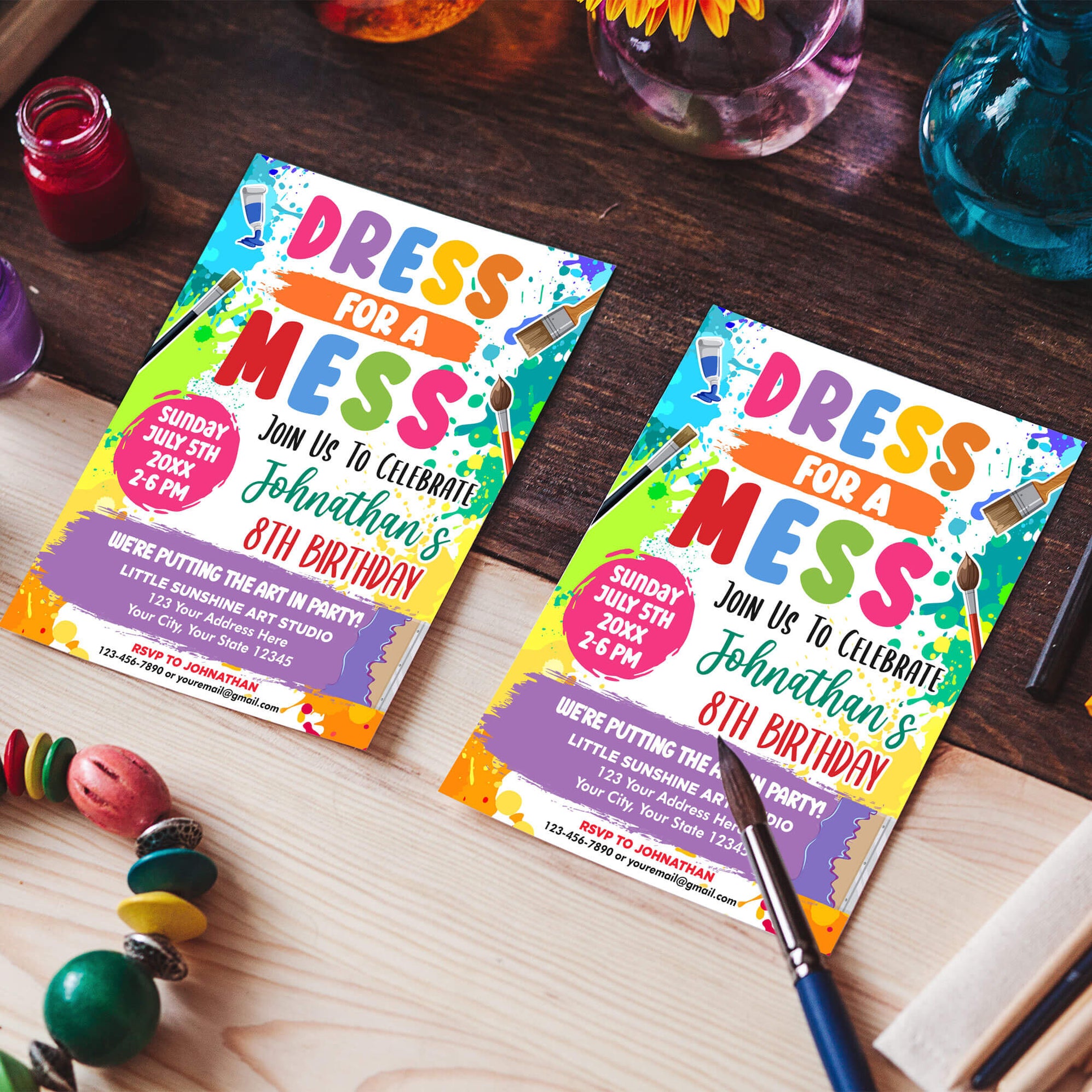 Art Themed Party Invitation Template | Dress For A Mess Paint Birthday ...