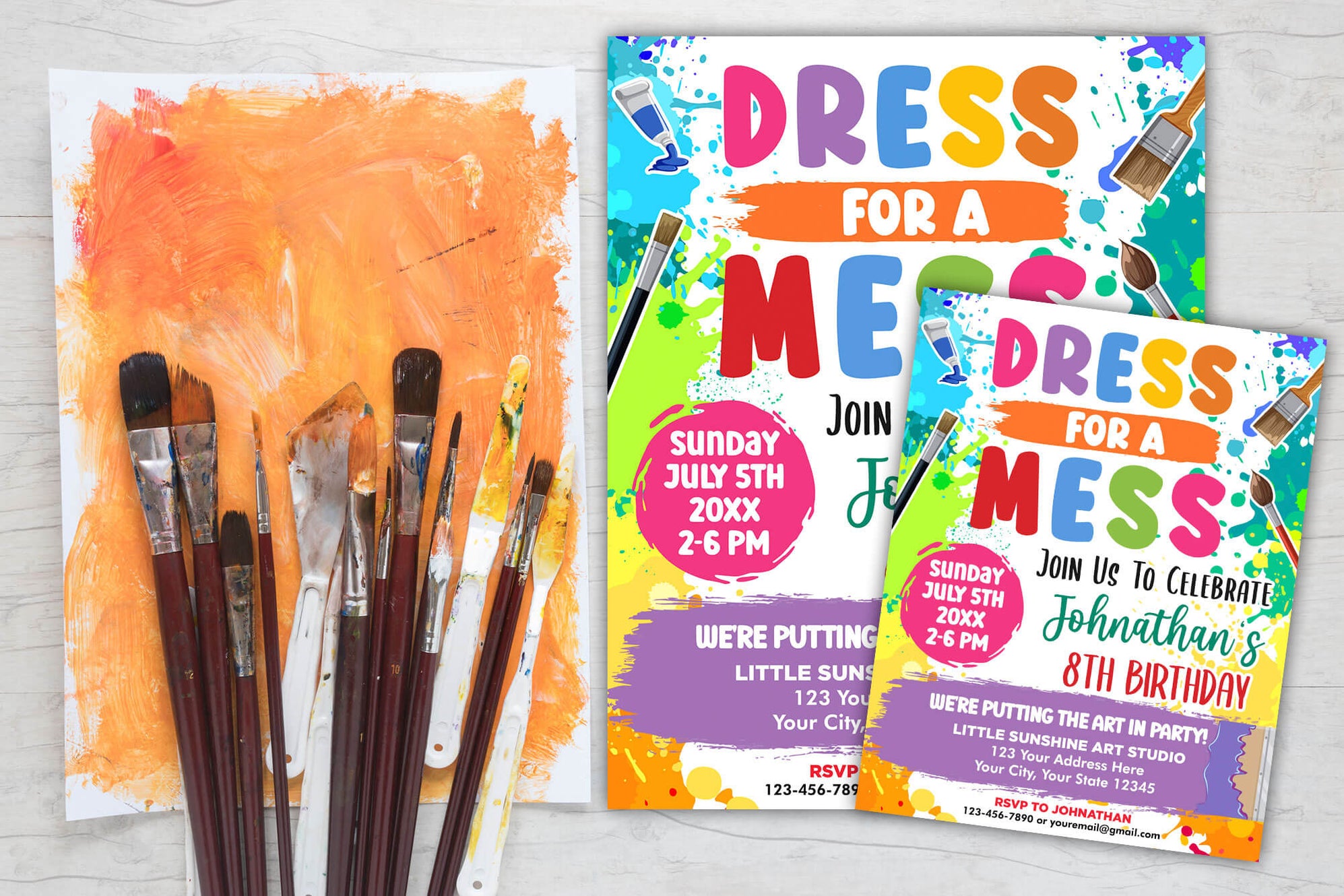 Art Themed Party Invitation Template | Dress For A Mess Paint Birthday ...