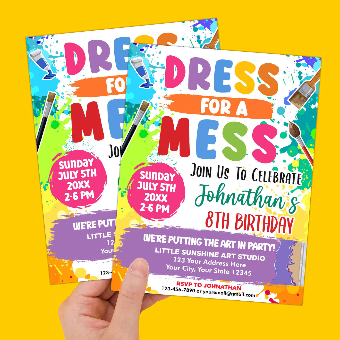 Art Themed Party Invitation Template | Dress For A Mess Paint Birthday ...