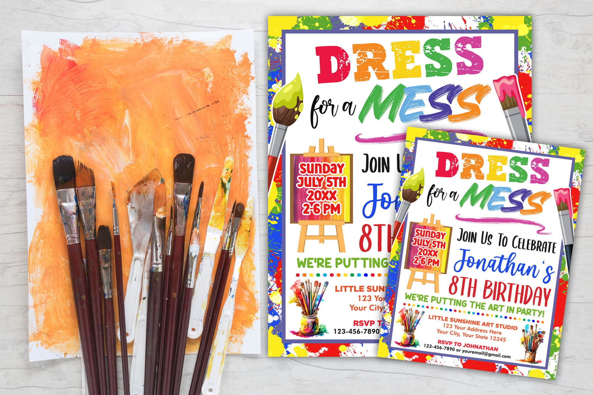 Customizable Art Themed Party Invitation | Dress For A Mess Birthday ...