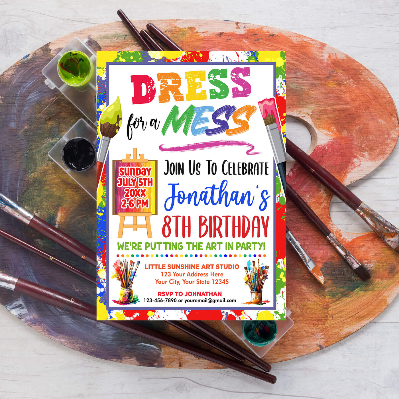 Customizable Art Themed Party Invitation | Dress For A Mess Birthday ...