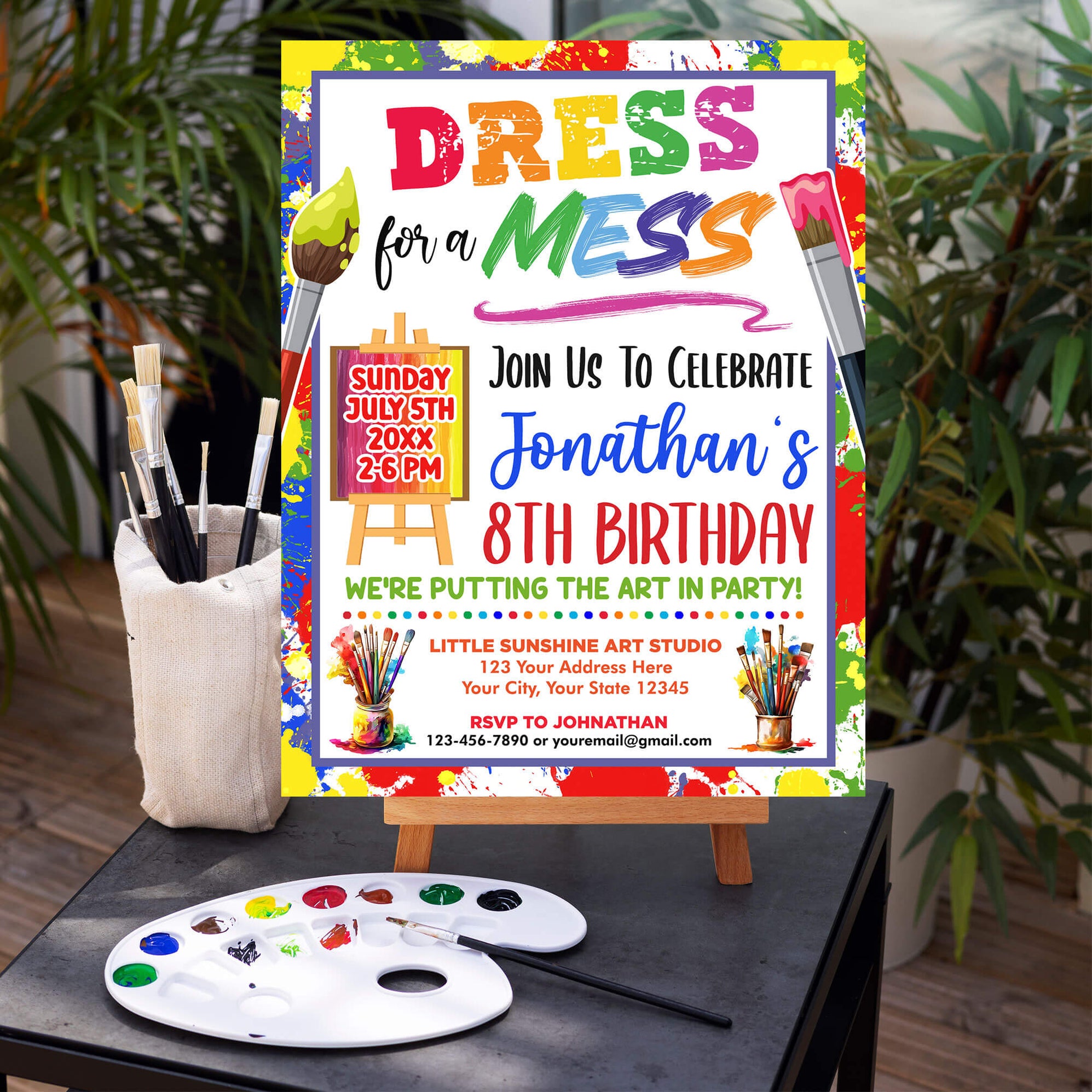 Customizable Art Themed Party Invitation | Dress For A Mess Birthday ...