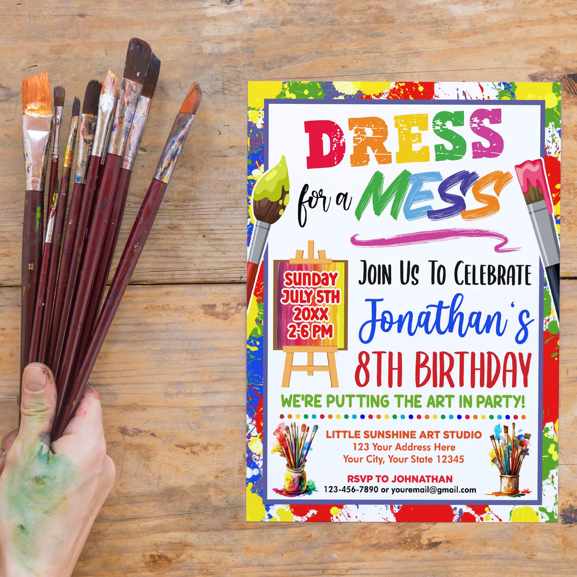 Customizable Art Themed Party Invitation | Dress For A Mess Birthday ...