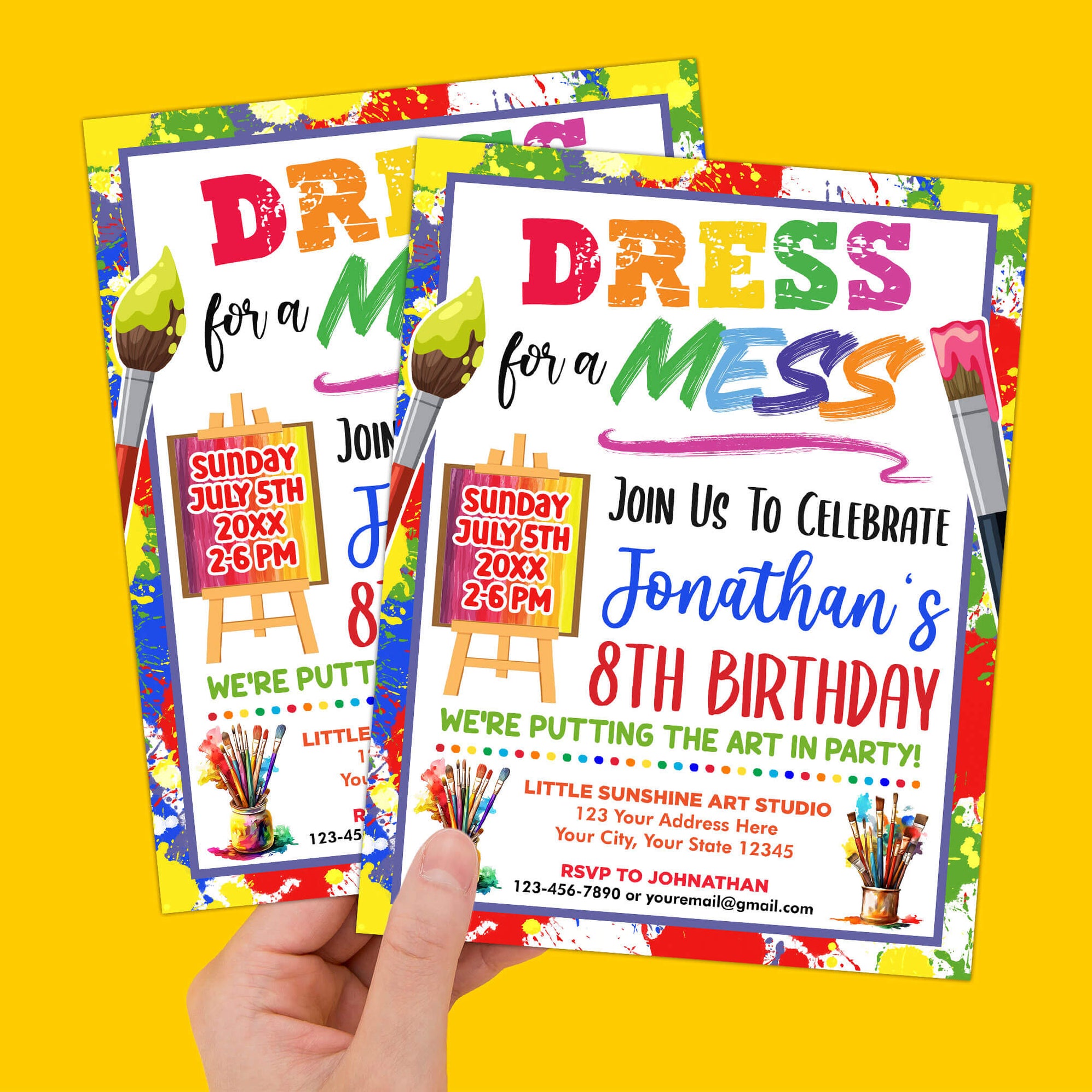 Customizable Art Themed Party Invitation | Dress For A Mess Birthday ...
