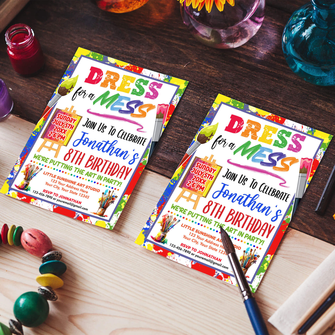 Customizable Art Themed Party Invitation | Dress For A Mess Birthday ...