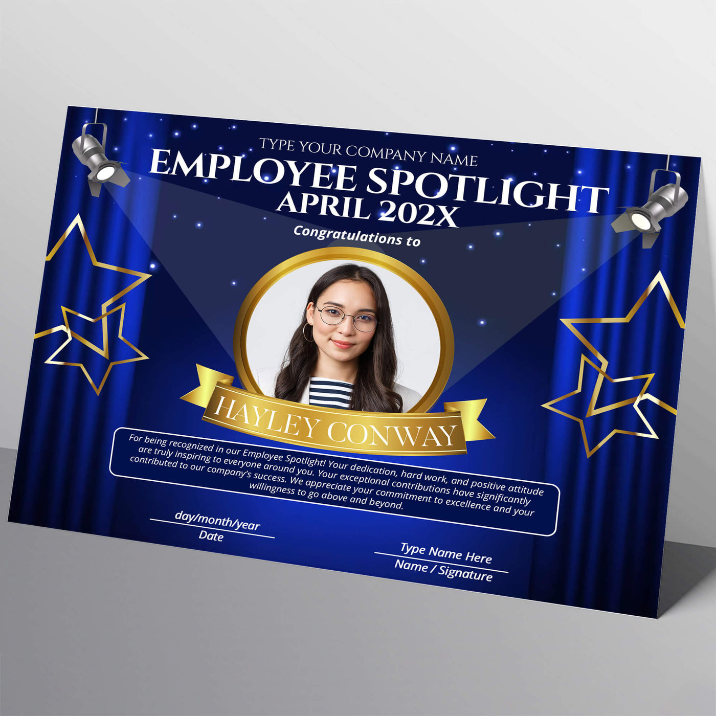 Employee Spotlight Certificate | Star Employee Recognition Template ...