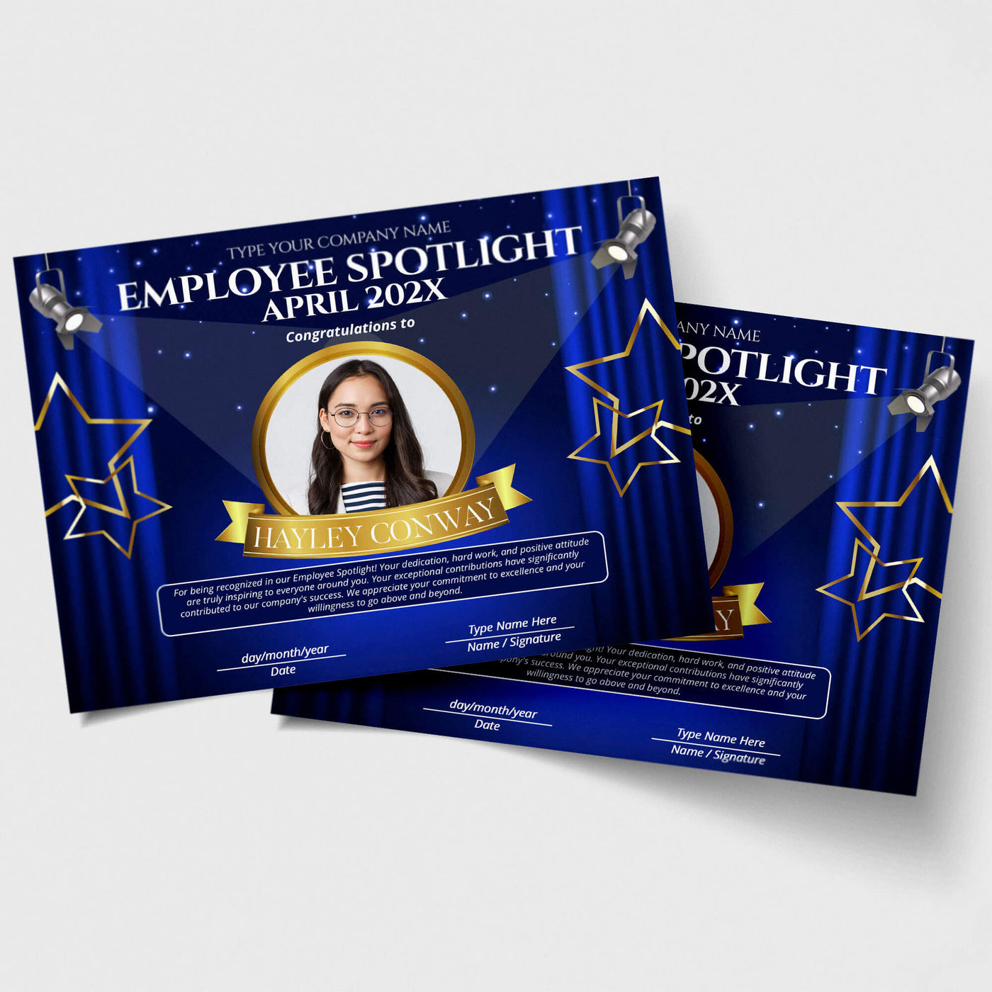 Employee Spotlight Certificate | Star Employee Recognition Template ...