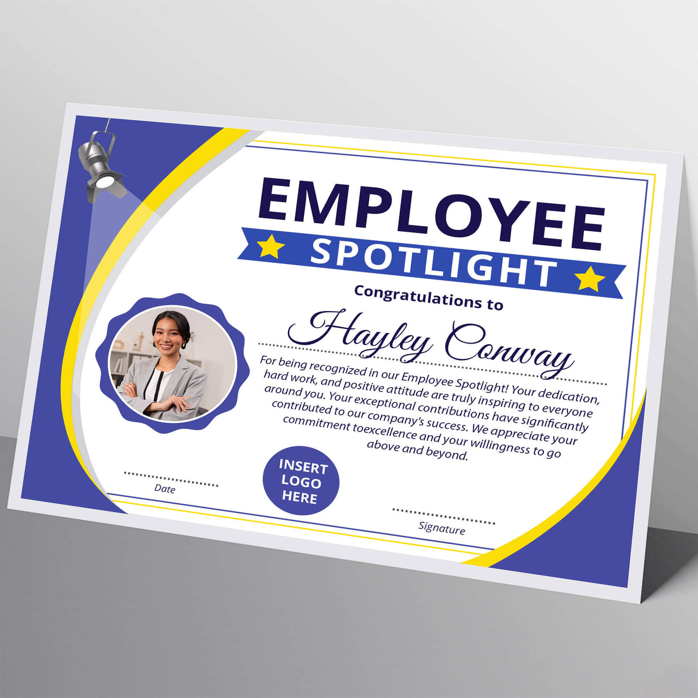 DIY Employee Spotlight Certificate Template | Star Employee of the ...