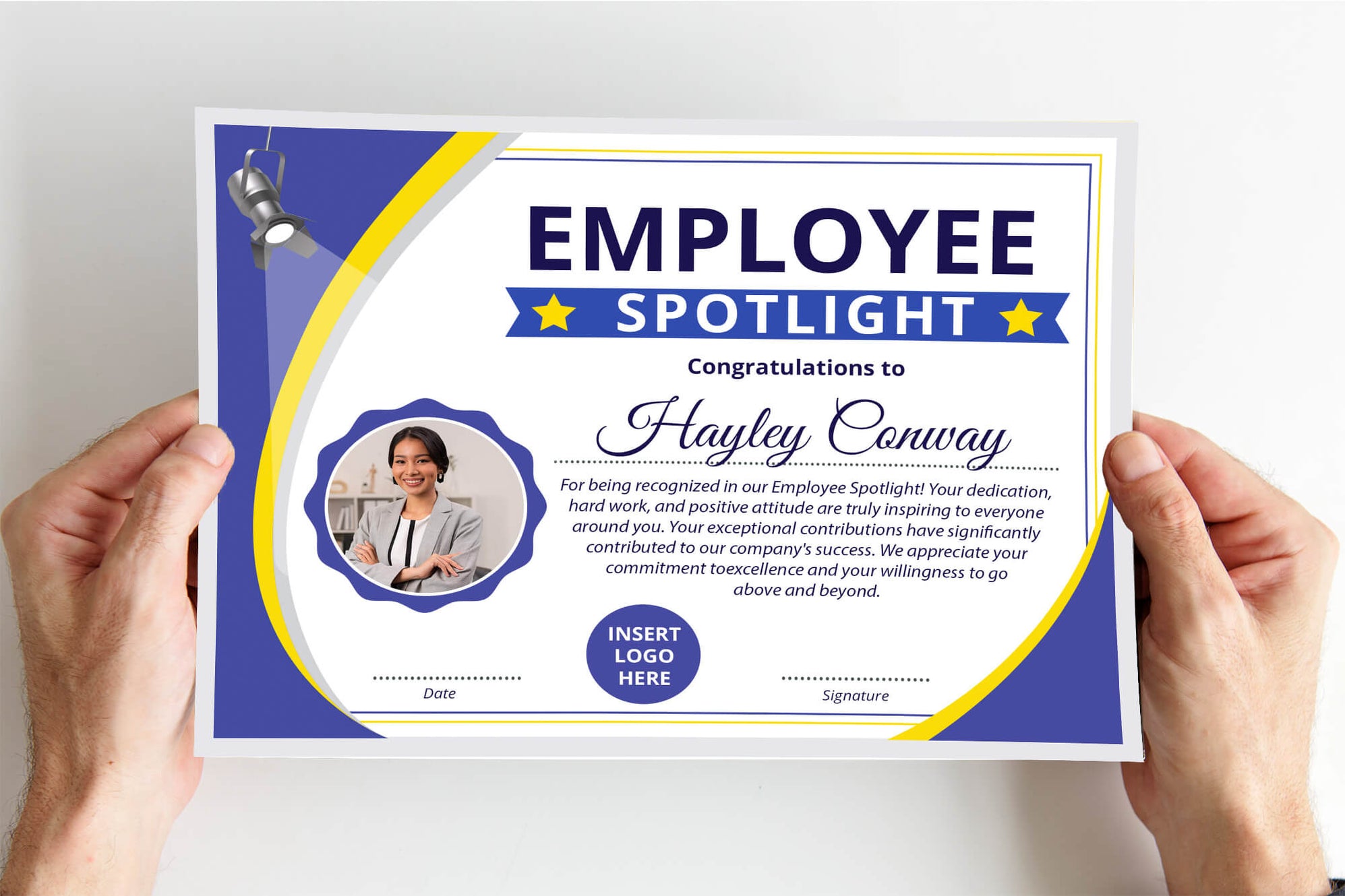 DIY Employee Spotlight Certificate Template | Star Employee of the ...