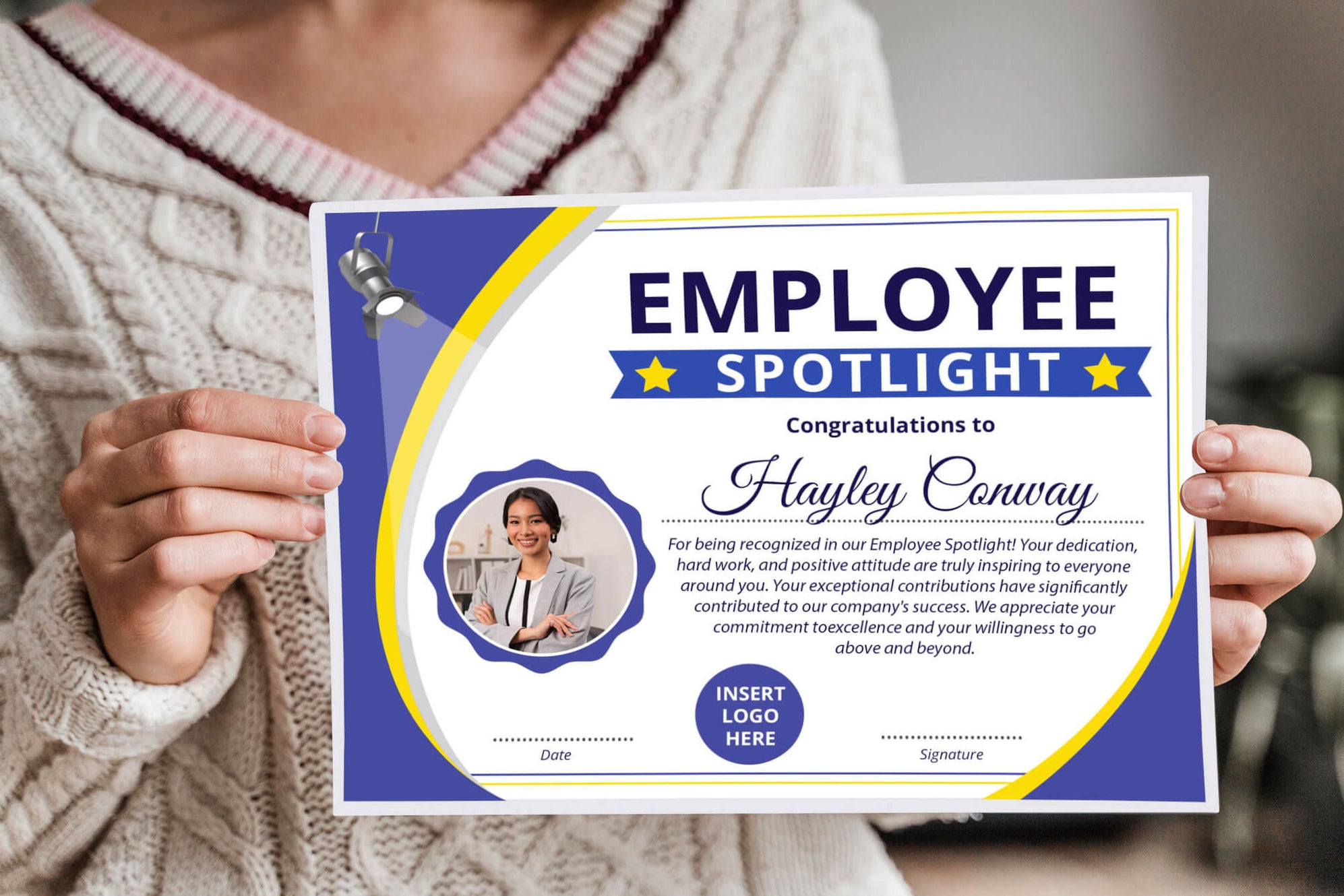 DIY Employee Spotlight Certificate Template | Star Employee of the ...