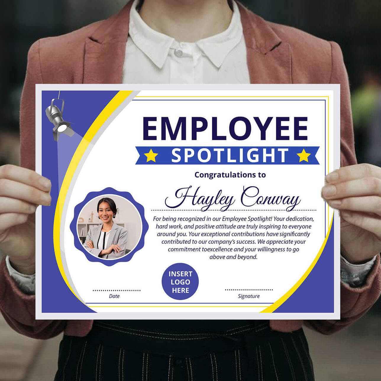 DIY Employee Spotlight Certificate Template | Star Employee of the ...