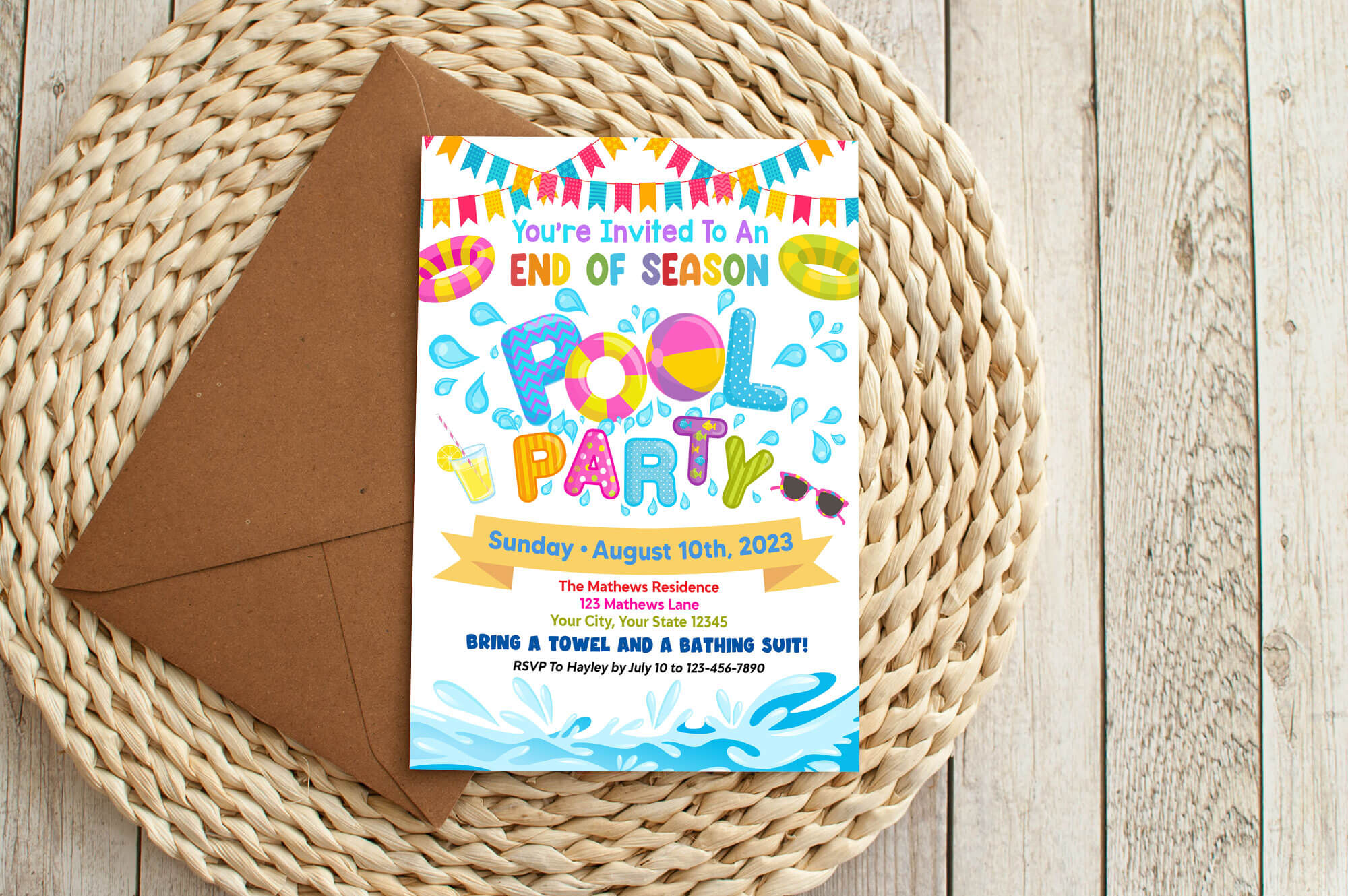 DIY End of Season Pool Party Invitation | Summer Party Bash Flyer ...