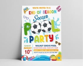 Customizable End of Season Soccer Pool Party Flyer | Sports Pool Party ...