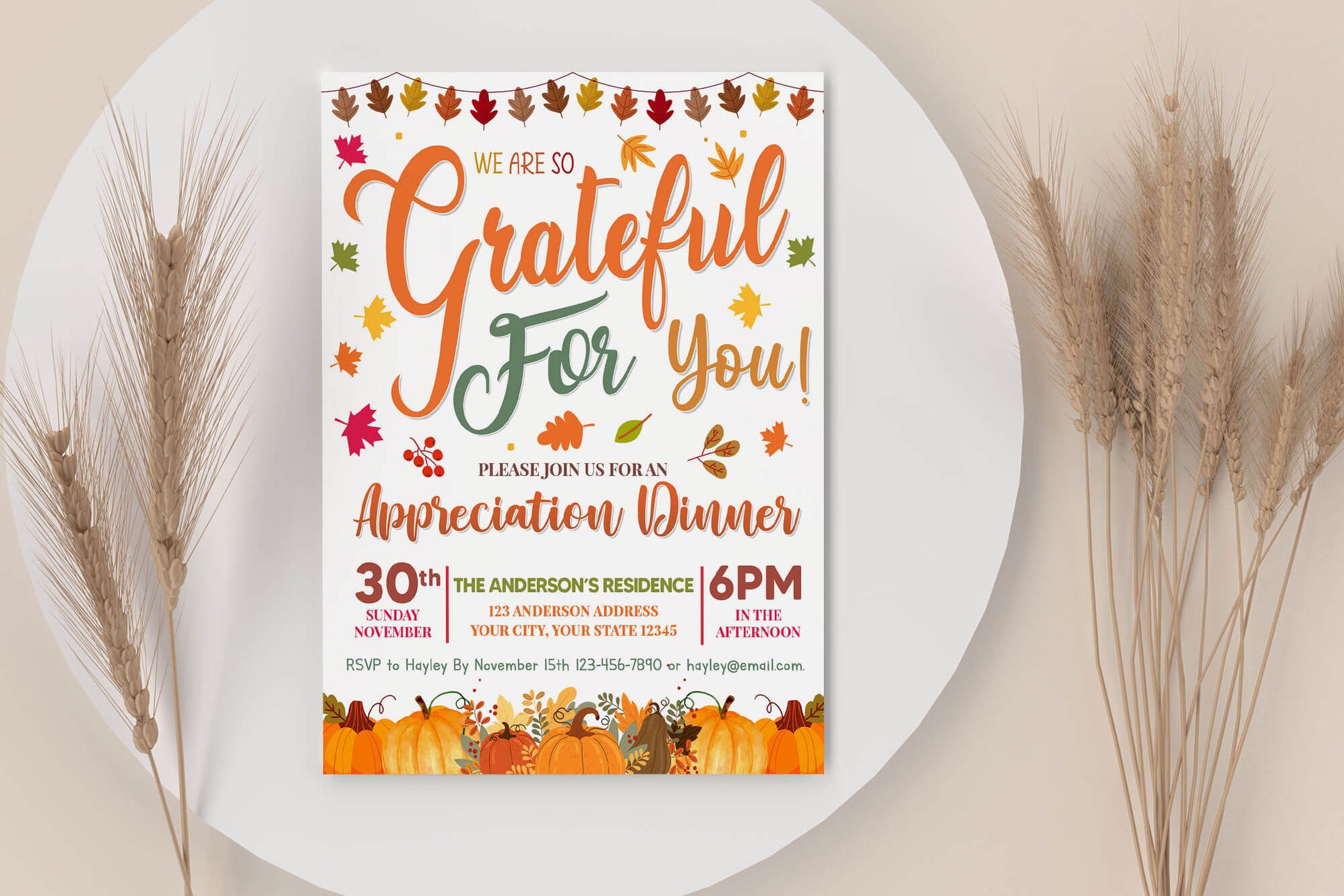 DIY Fall Appreciation Dinner Invitation | Grateful For You Teacher ...