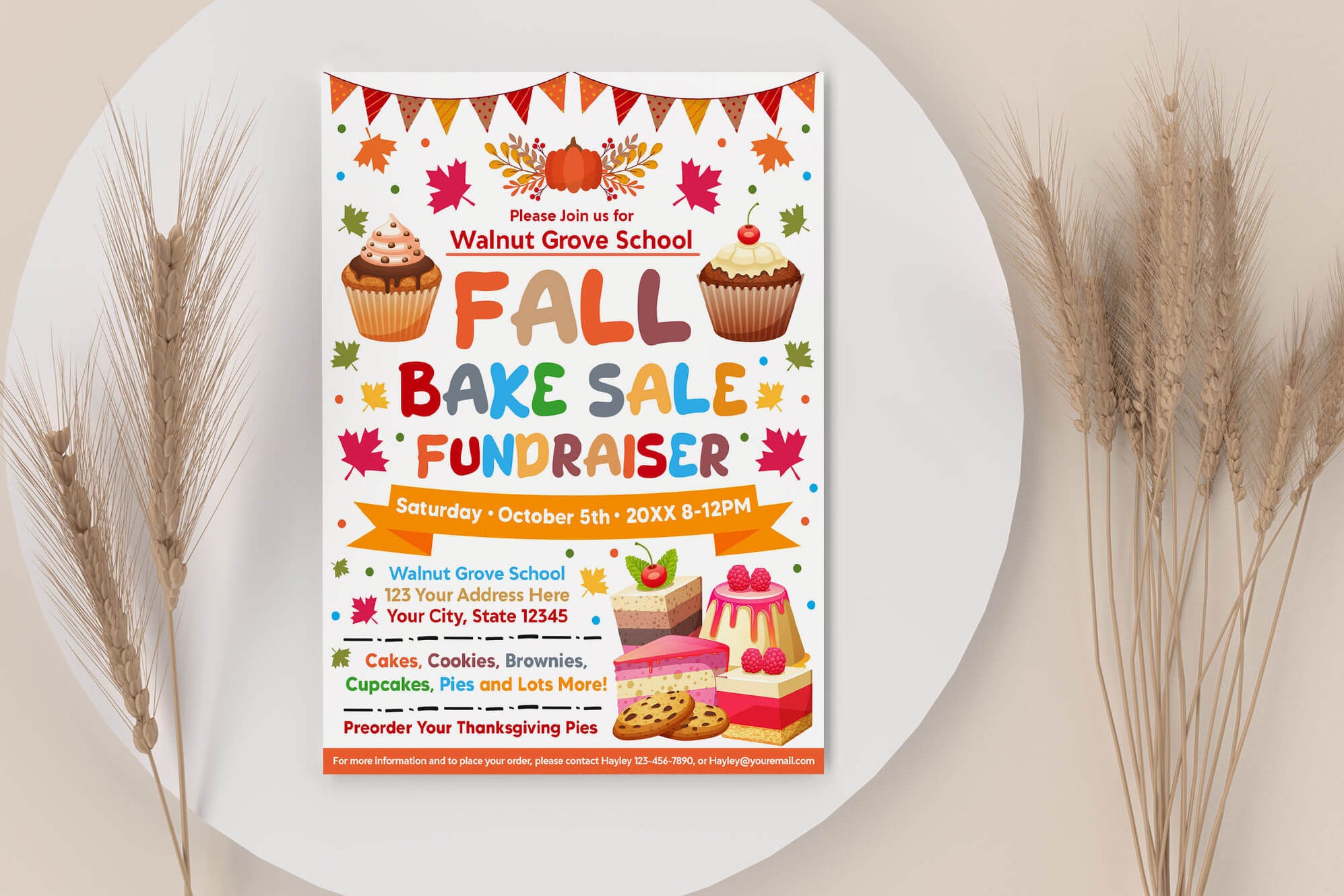 DIY Fall Bake Sale Flyer Template | Autumn Sale Event Invitation Flyer ...