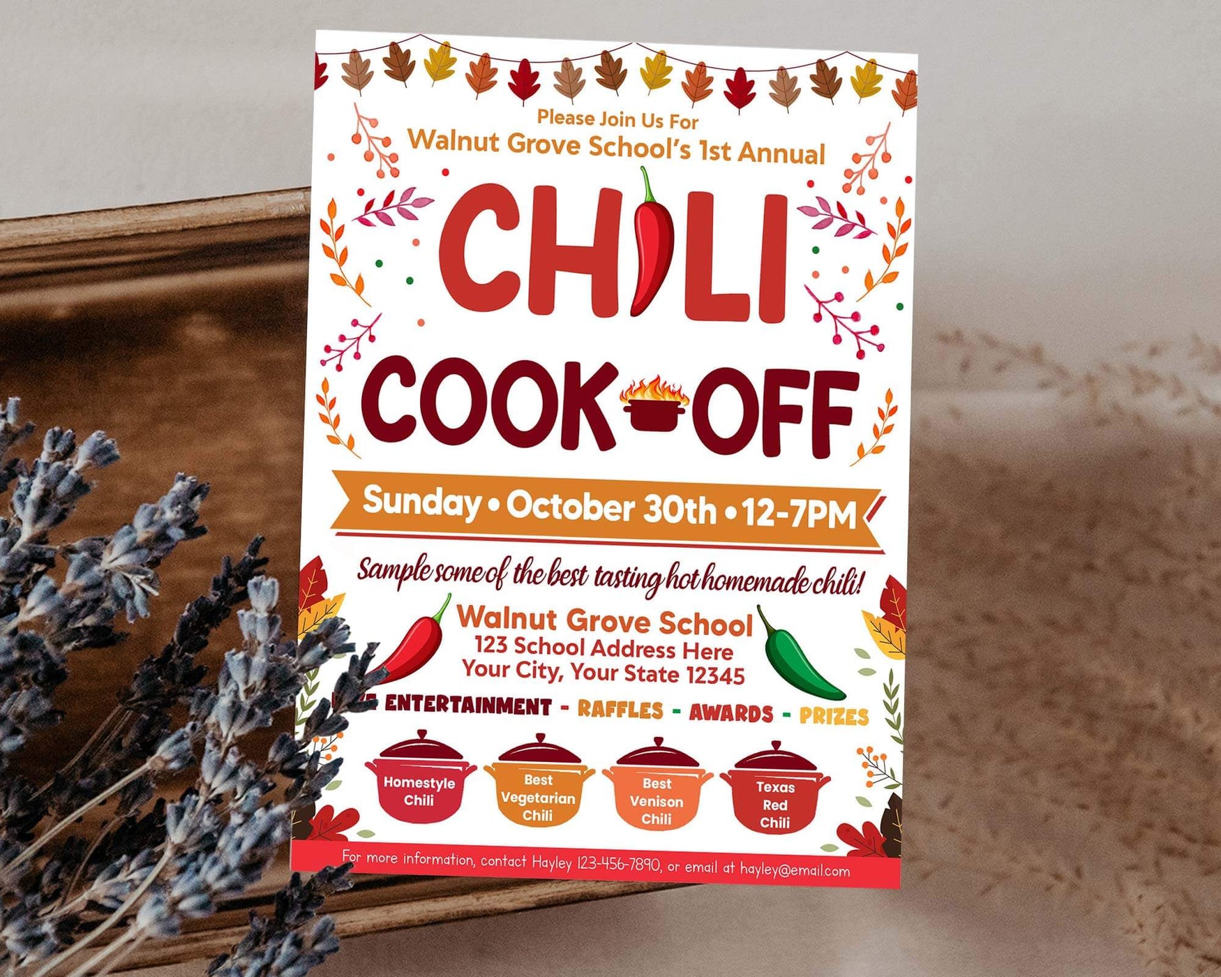 DIY Fall Chili Cook Off Flyer Template | School PTO PTA Church ...