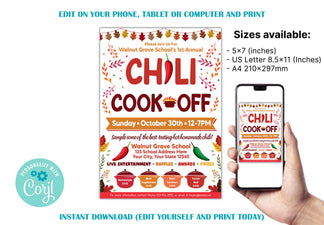 DIY Fall Chili Cook Off Flyer Template | School PTO PTA Church ...