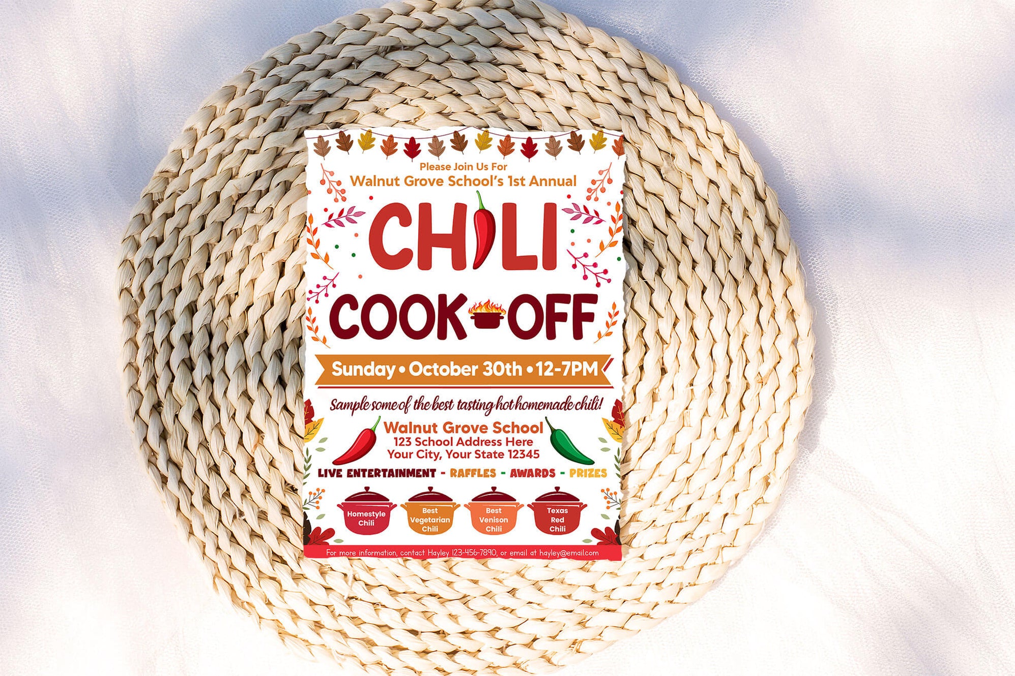 DIY Fall Chili Cook Off Flyer Template | School PTO PTA Church ...