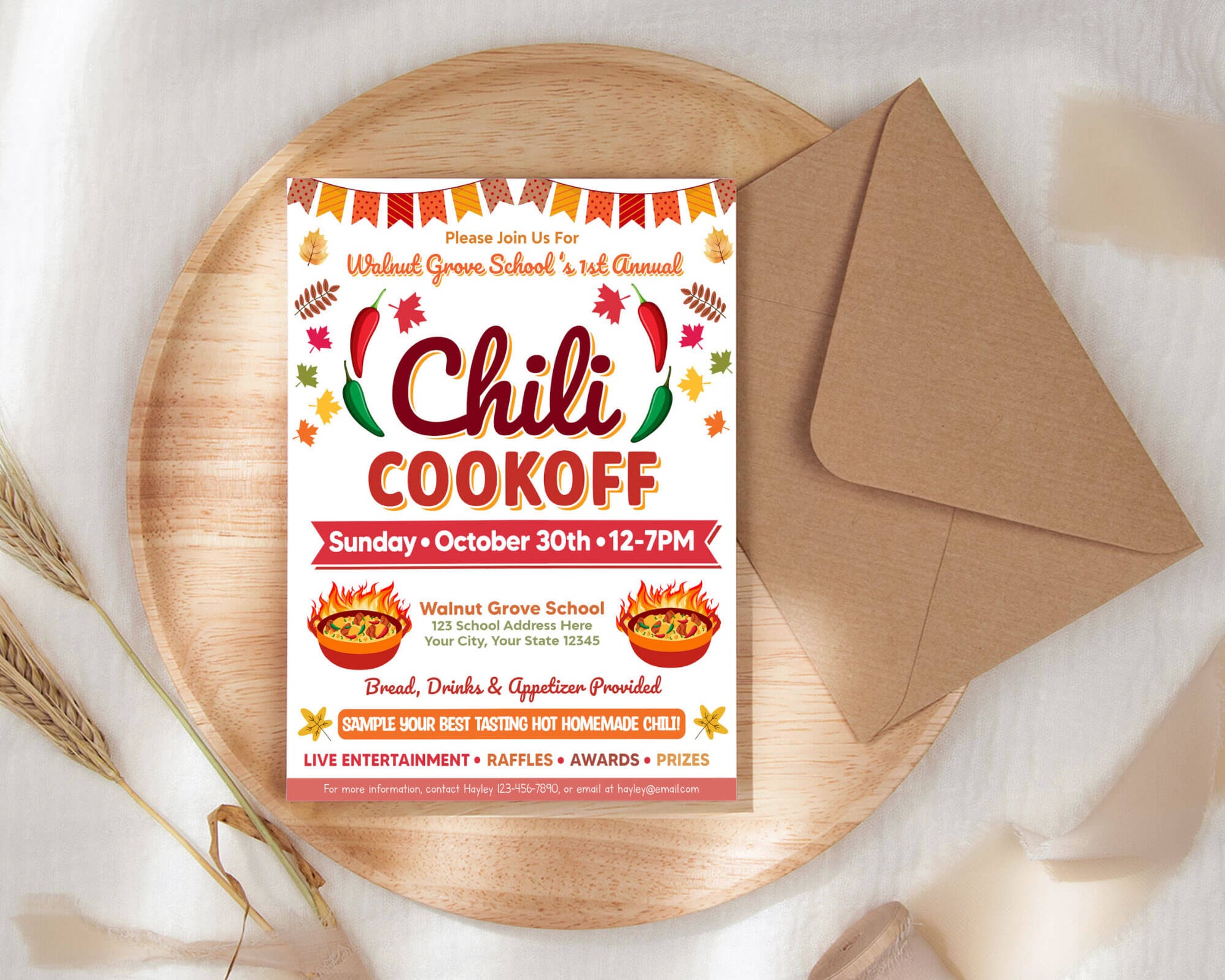 Customizable Fall Chili Cook-Off Flyer Template | Fall PTA PTO School ...