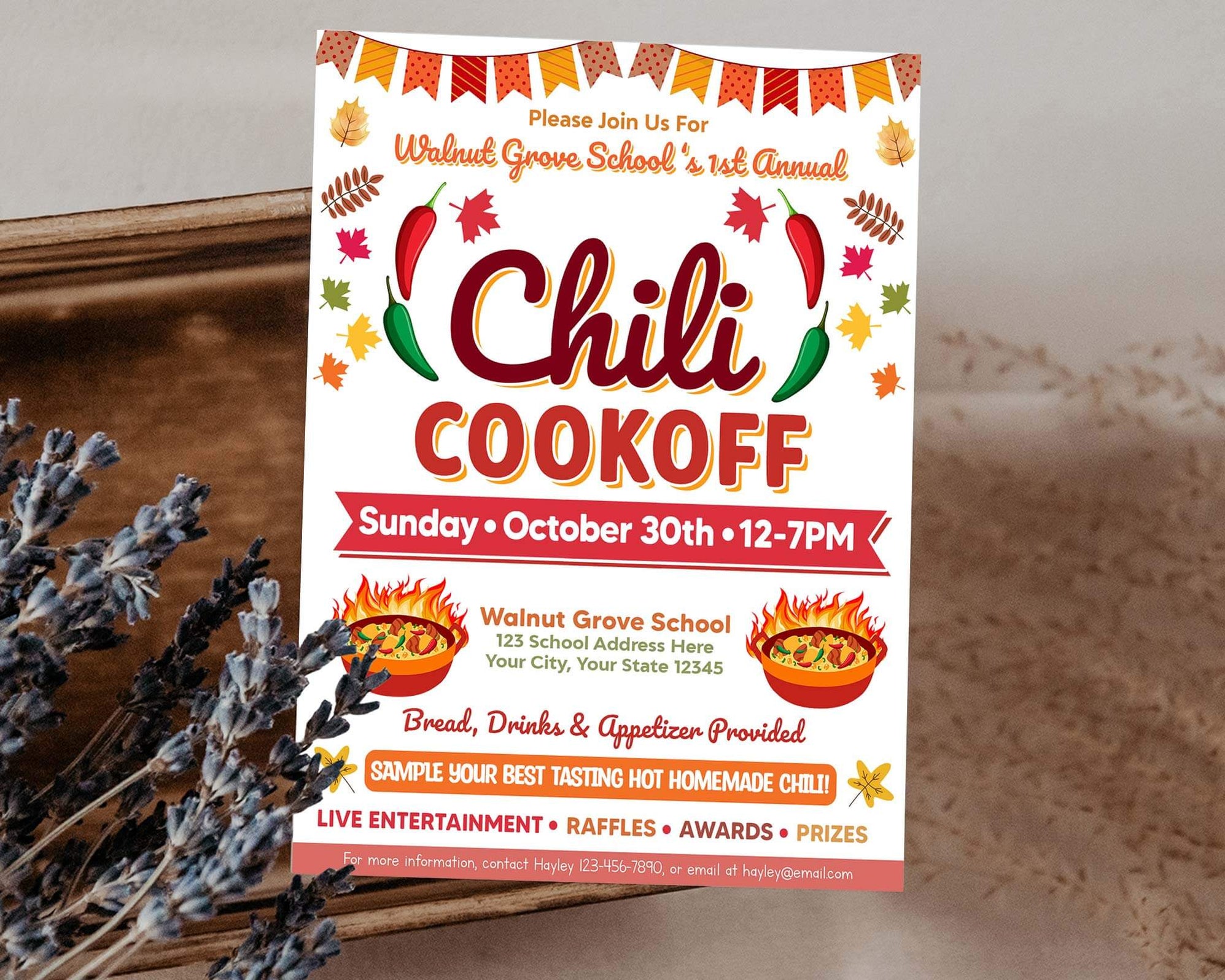 Customizable Fall Chili Cook-Off Flyer Template | Fall PTA PTO School ...