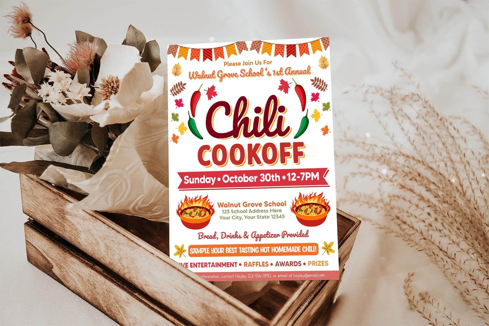 Customizable Fall Chili Cook-Off Flyer Template | Fall PTA PTO School ...