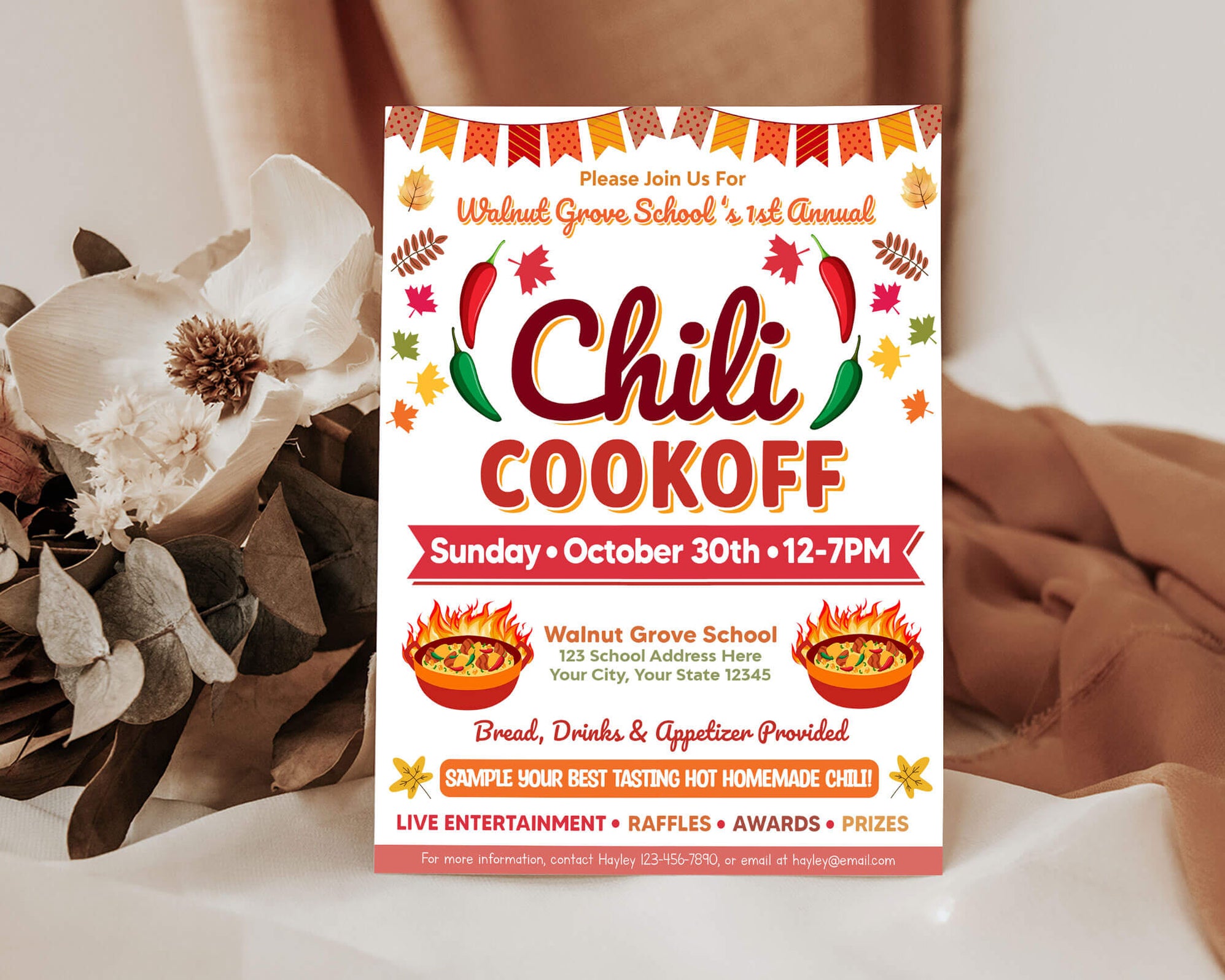 Customizable Fall Chili Cook-Off Flyer Template | Fall PTA PTO School ...