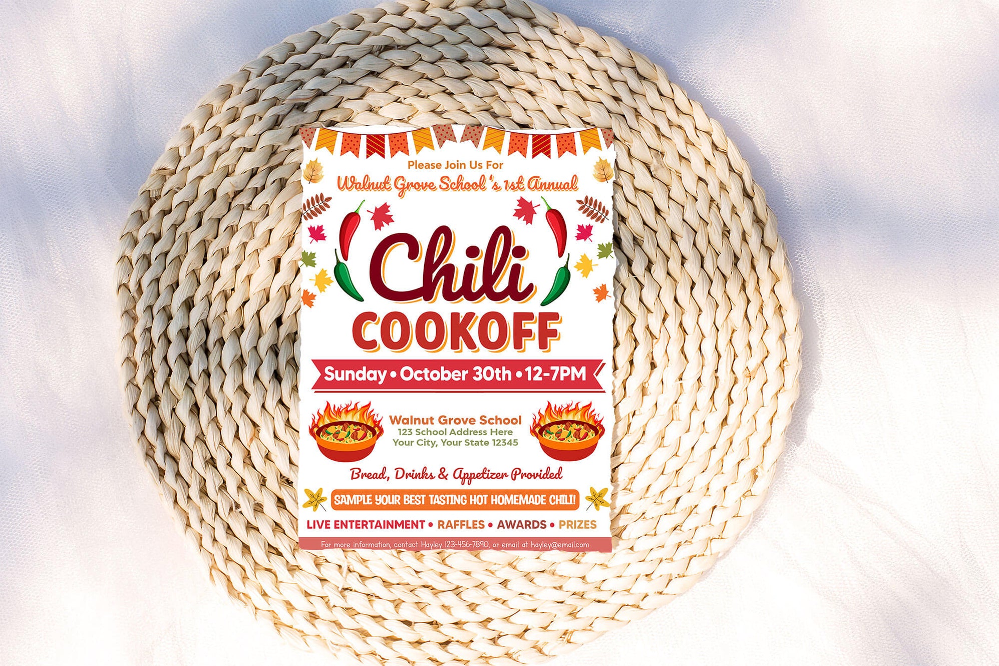 Customizable Fall Chili Cook-Off Flyer Template | Fall PTA PTO School ...