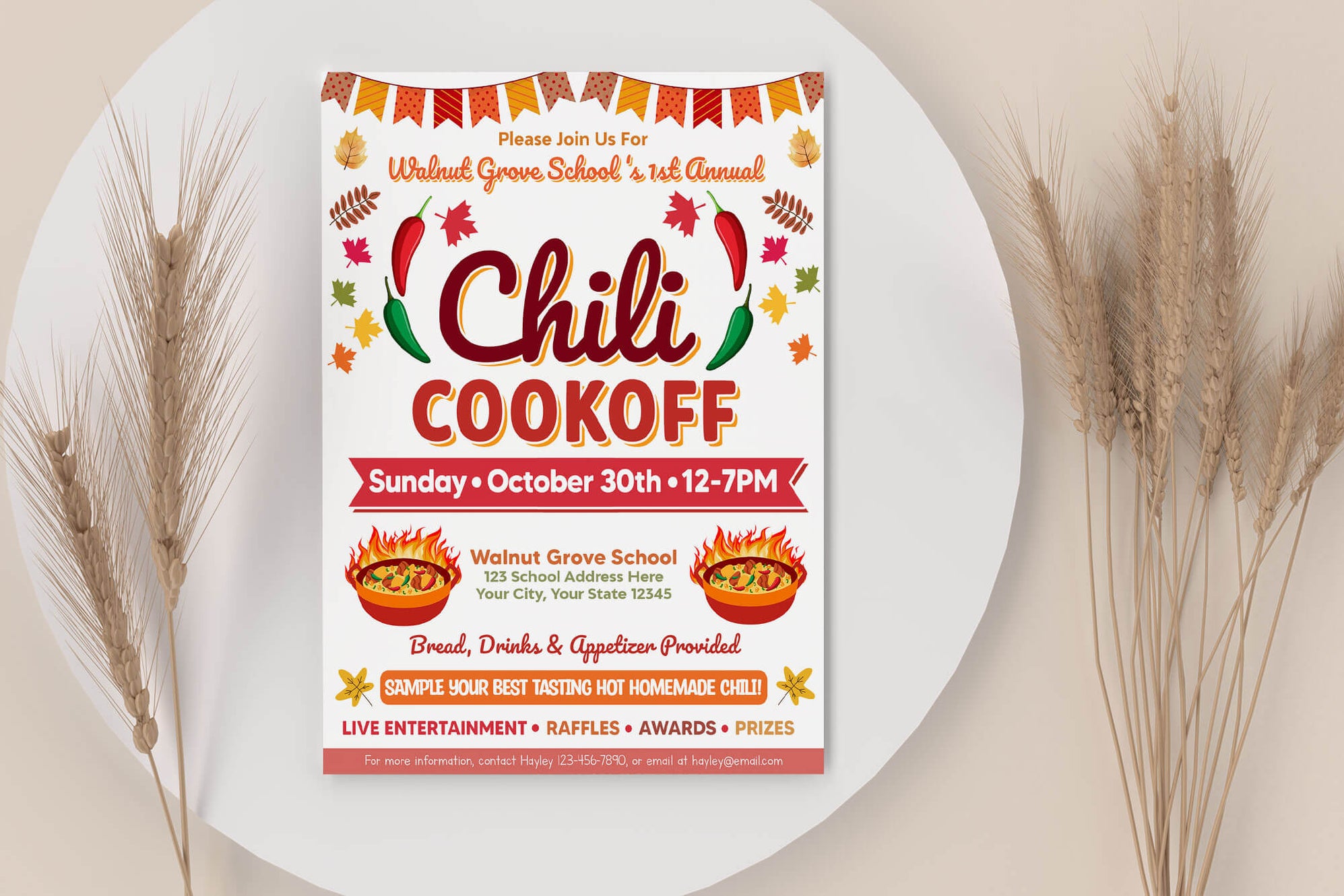 Customizable Fall Chili Cook-Off Flyer Template | Fall PTA PTO School ...