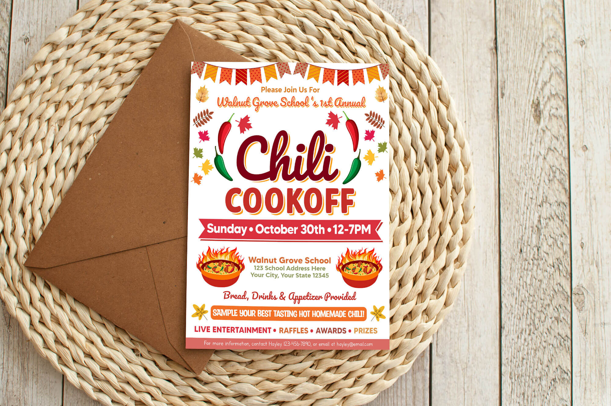 Customizable Fall Chili Cook-Off Flyer Template | Fall PTA PTO School ...
