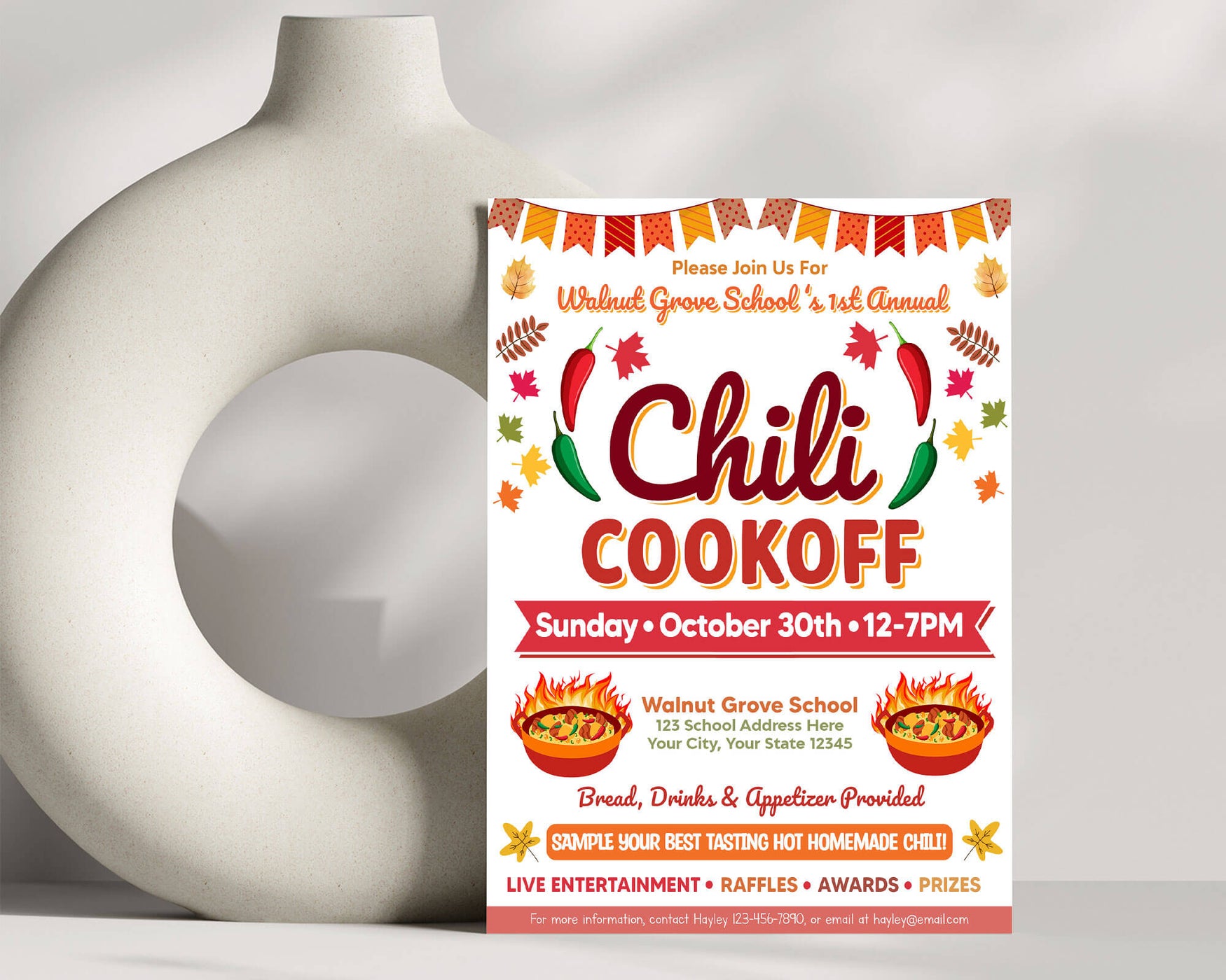 Customizable Fall Chili Cook-Off Flyer Template | Fall PTA PTO School ...