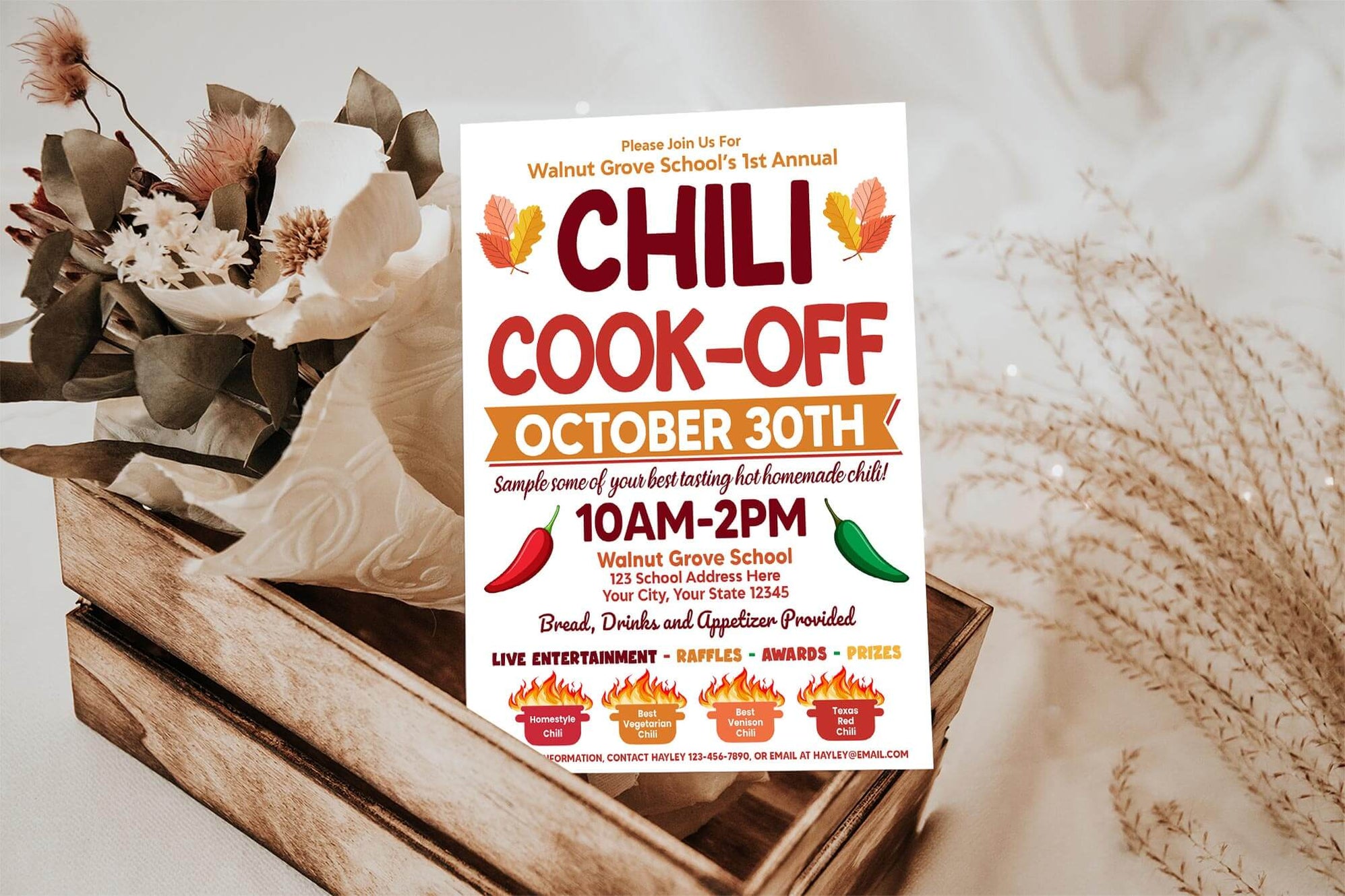 Fall Chili Cook-Off Flyer Template | Autumn Cooking Competition Poster ...