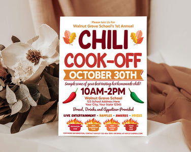 Fall Chili Cook-Off Flyer Template | Autumn Cooking Competition Poster ...