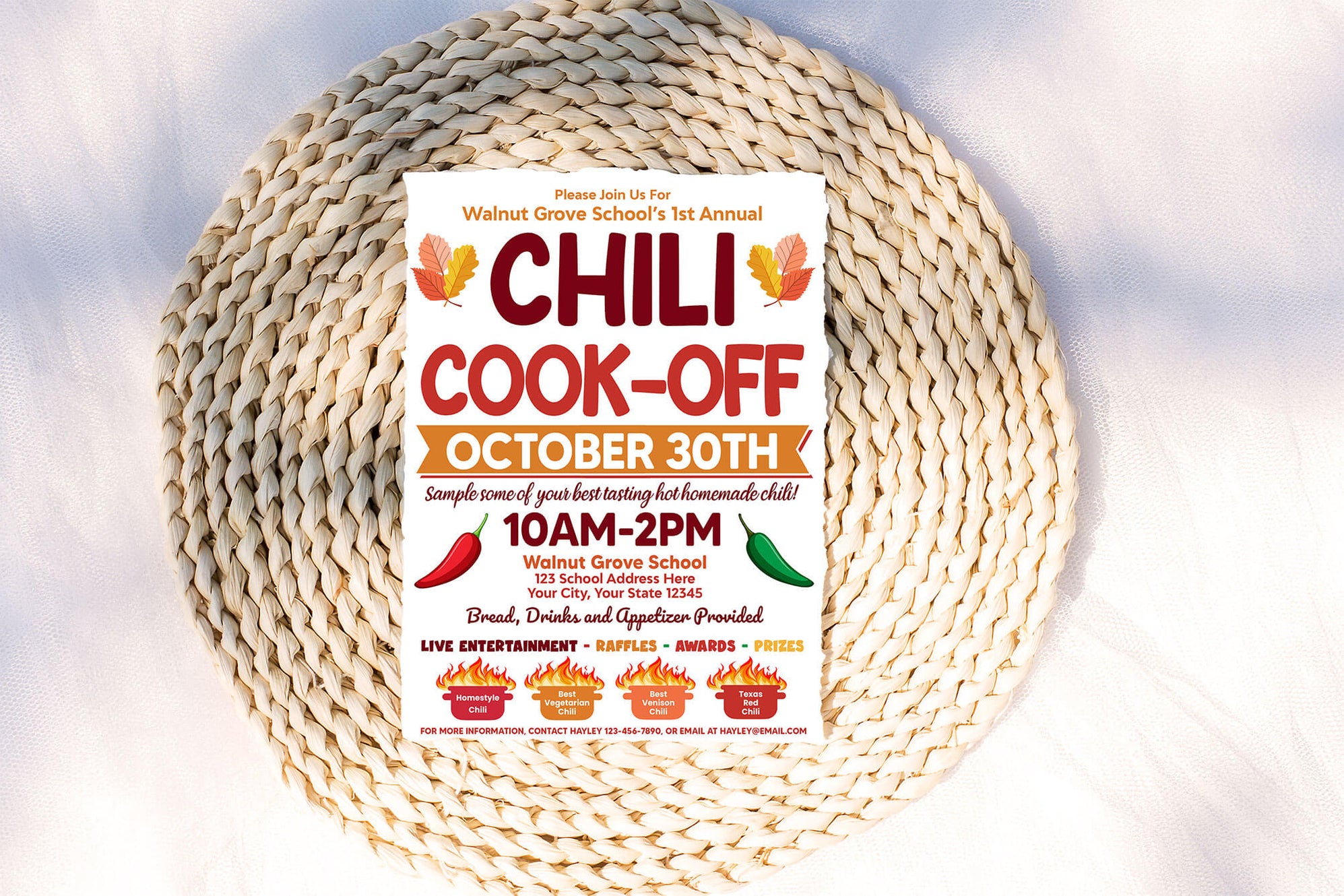 Fall Chili Cook-Off Flyer Template | Autumn Cooking Competition Poster ...