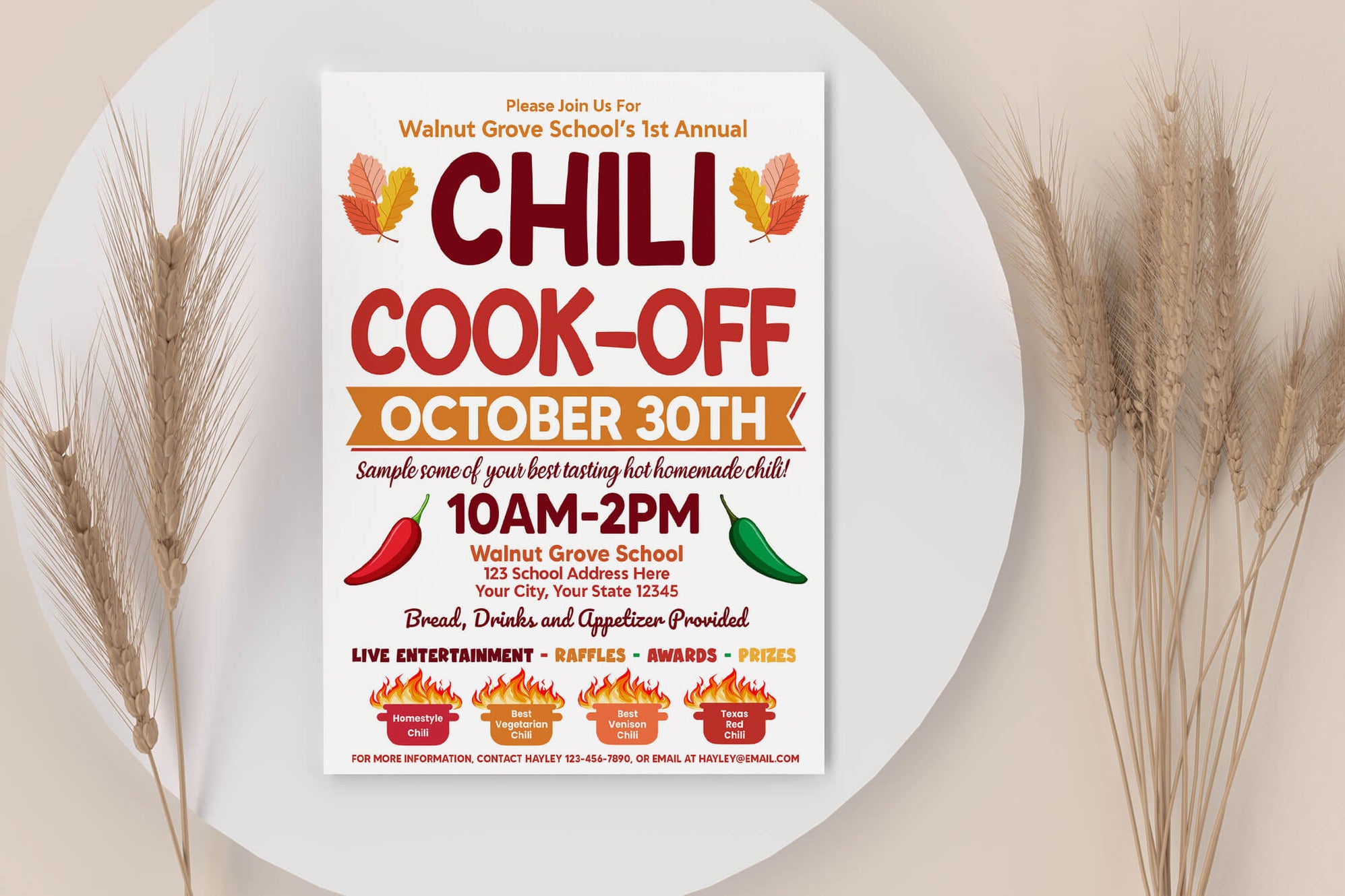 Fall Chili Cook-Off Flyer Template | Autumn Cooking Competition Poster ...