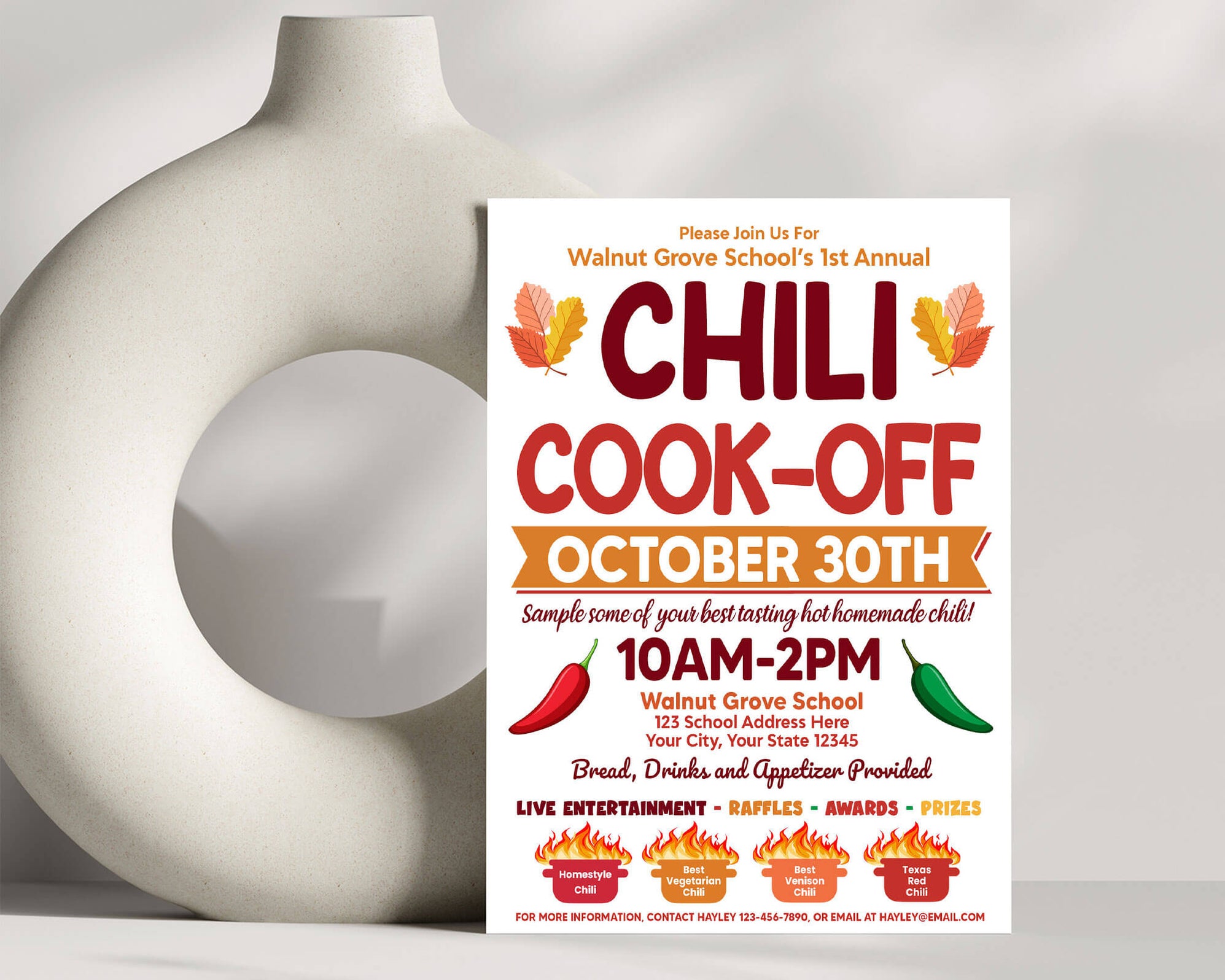 Fall Chili Cook-Off Flyer Template | Autumn Cooking Competition Poster ...