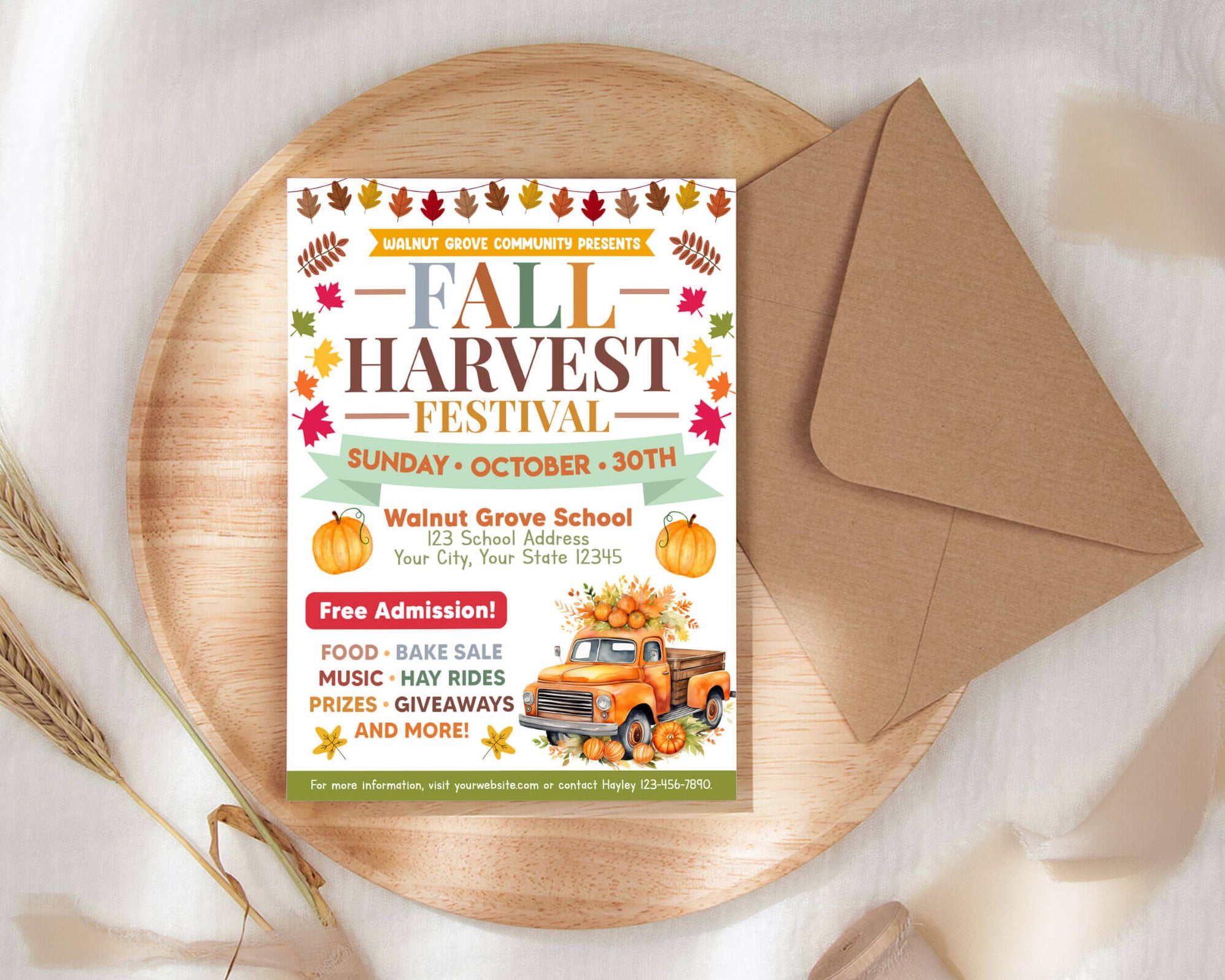 Customizable Fall Harvest Festival Flyer Template | Fall Fest Pumpkins ...