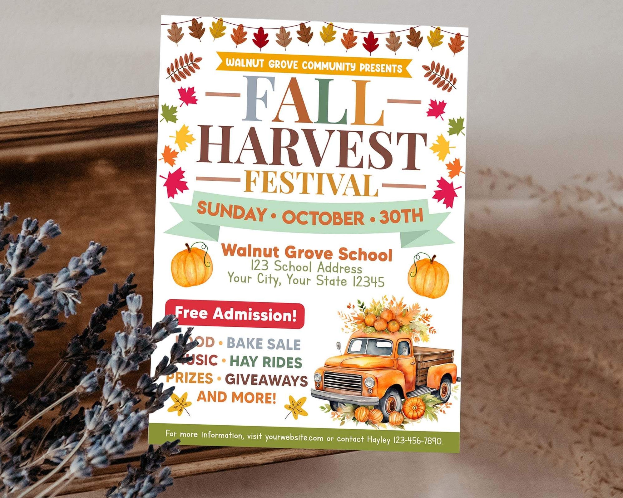 Customizable Fall Harvest Festival Flyer Template | Fall Fest Pumpkins ...